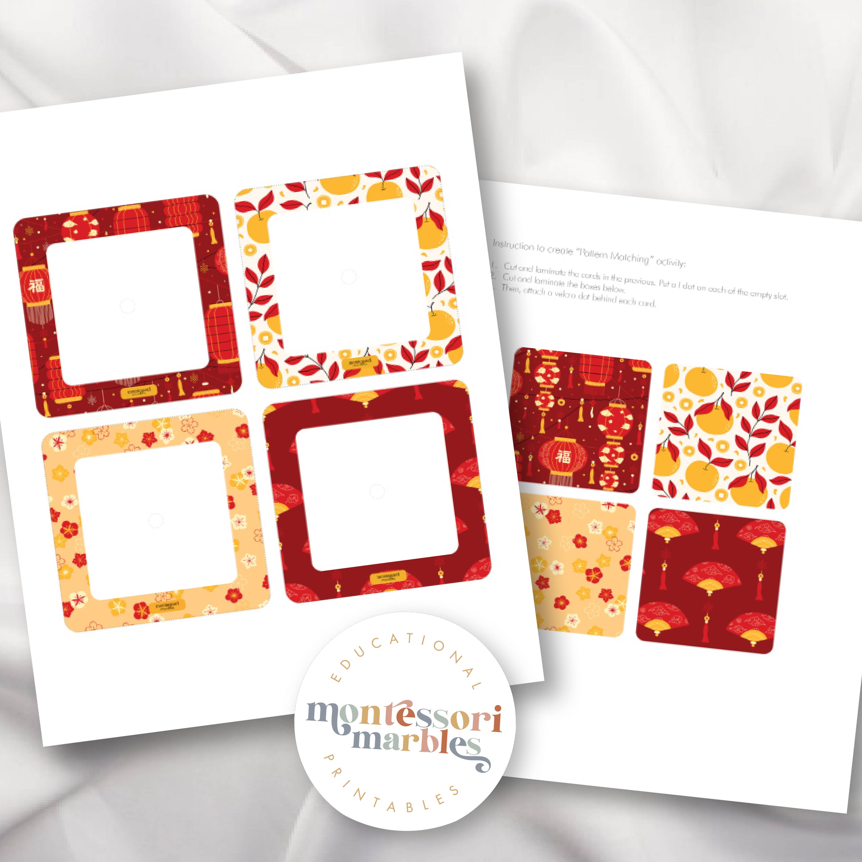 Lunar New Year Pattern Matching | 8 Sets Visual Skills Ages 3-6 PDF ...