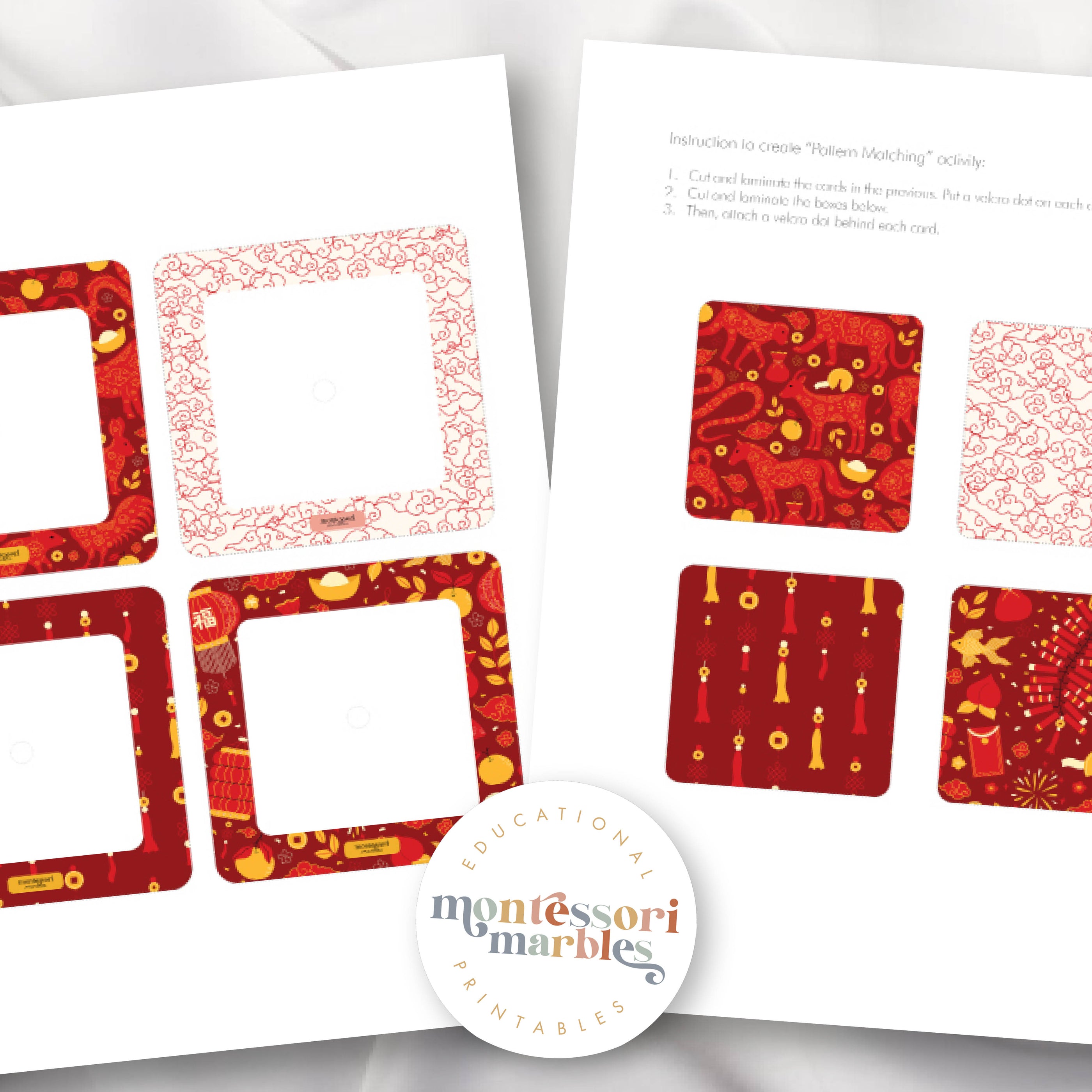 Lunar New Year Pattern Matching | 8 Sets Visual Skills Ages 3-6 PDF ...
