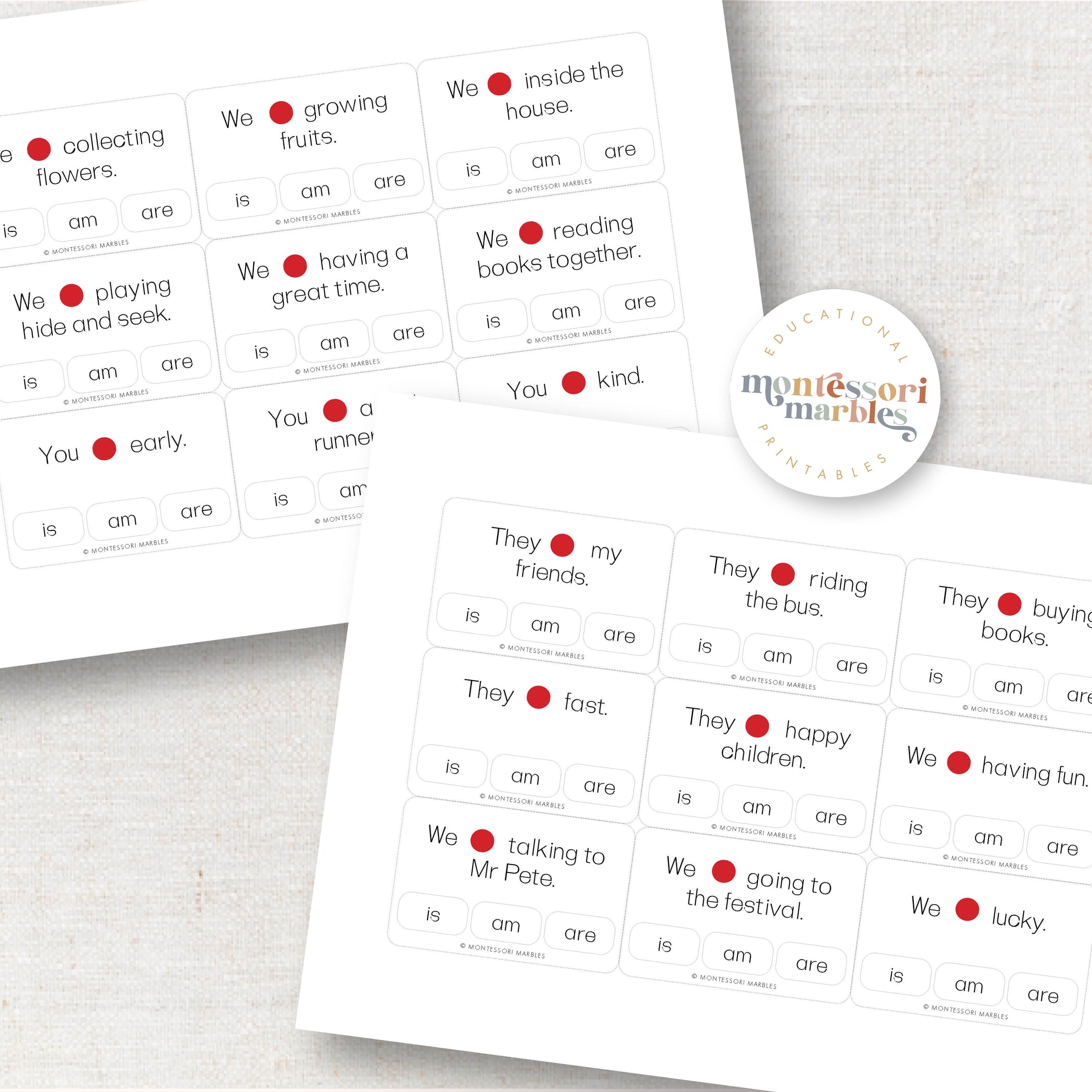 BE Verb Clip Cards | Grammar Activity Ages 6-9 Montessori Language ...
