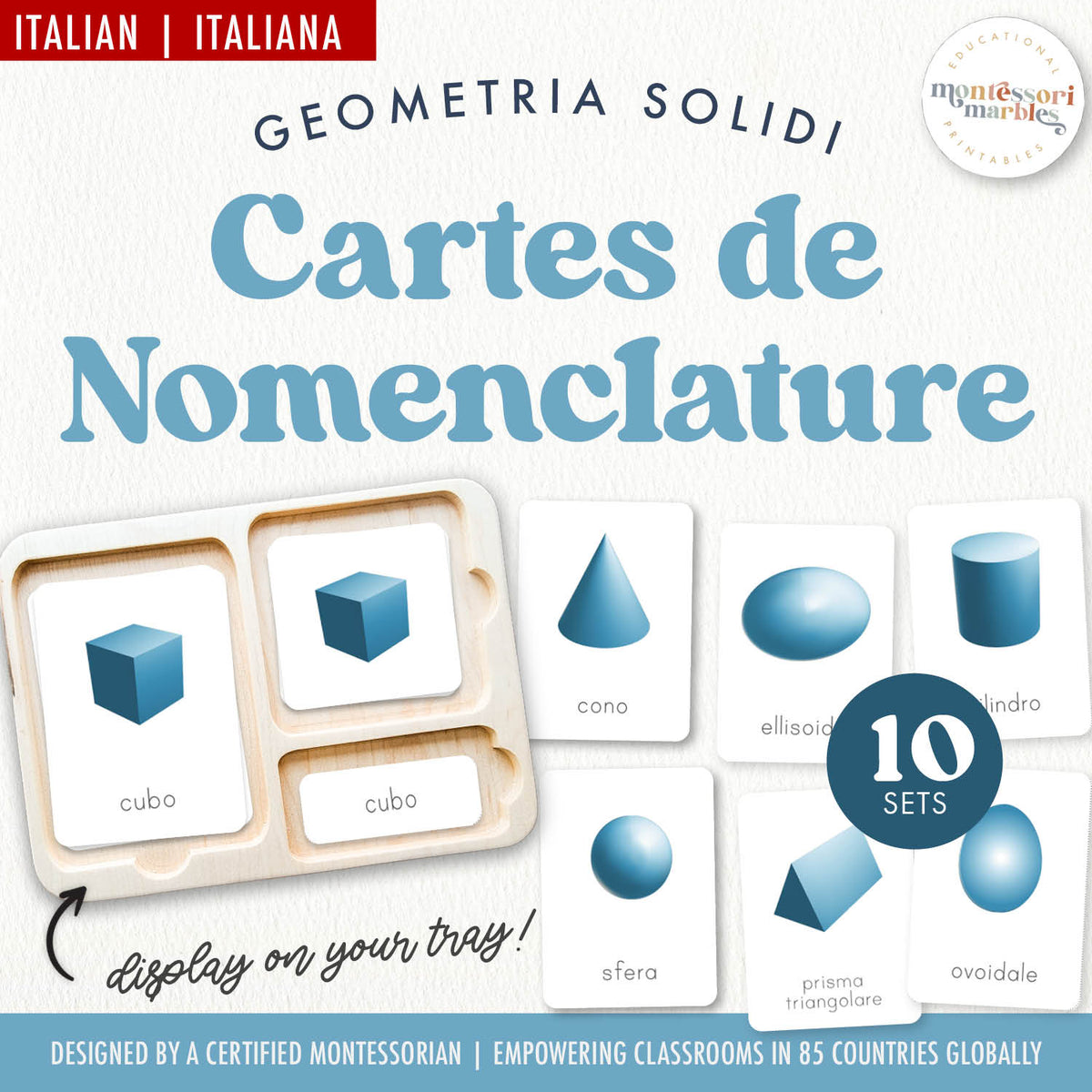 3D Shapes Nomenclature Cards | 10 3-Part Geometry Italian Ages 4-8 PDF ...