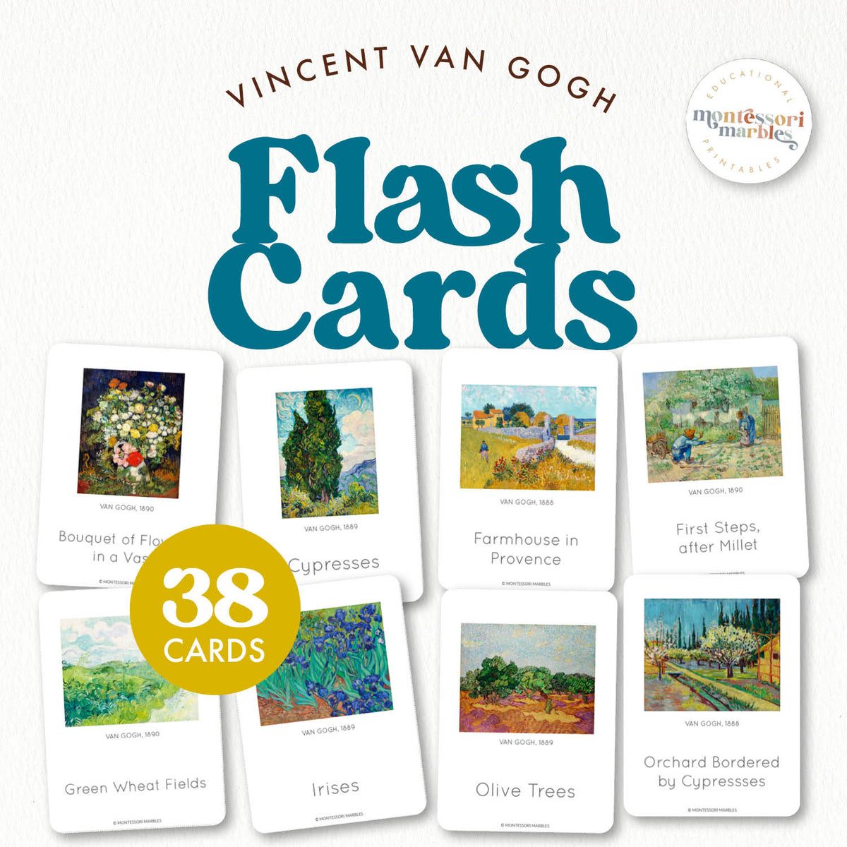 Vincent van Gogh Flash Cards | 38 Famous Paintings Ages 3-8 Art PDF ...