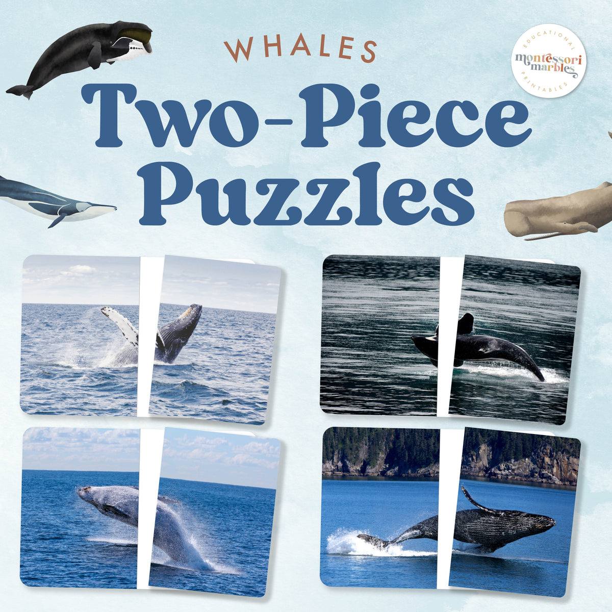 Whales Complete the Pictures | 8 Two-Piece Puzzles Ages 2-6 Ocean ...