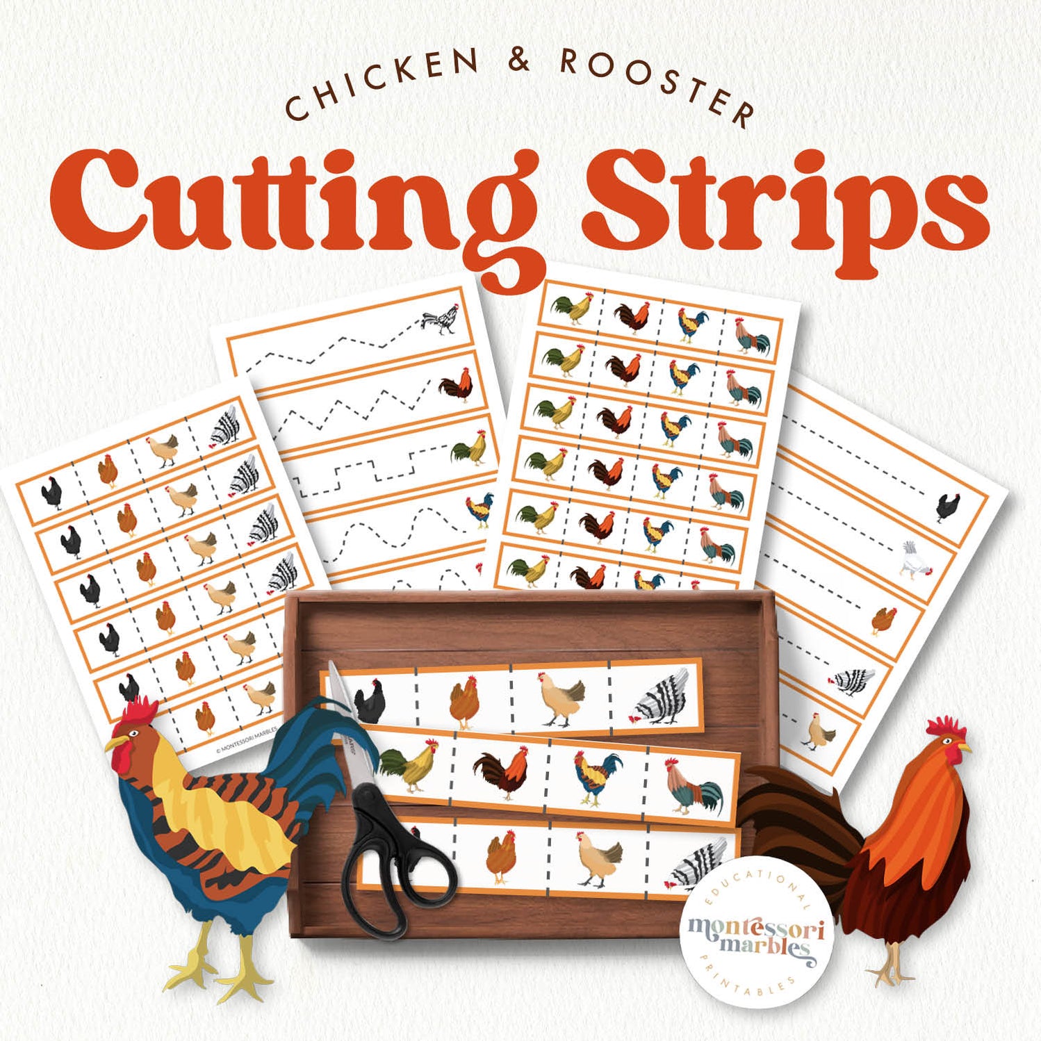 Chicken Cutting Strips | Scissor Practice Ages 2-5 Fine Motor Skills ...