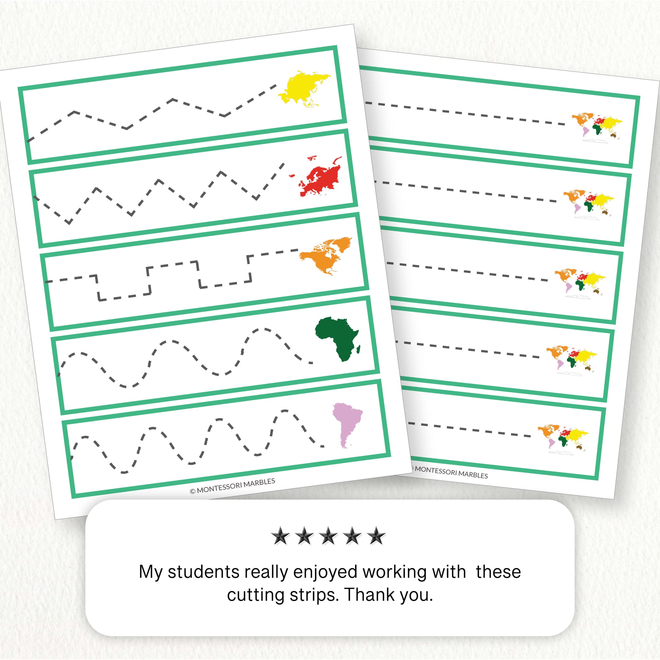 Continents Cutting Strips | Scissor Practice Fine Motor Skills Ages 2-5 ...