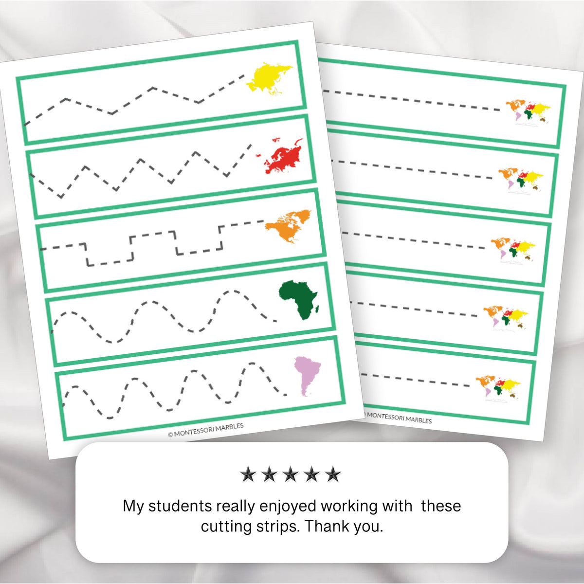 Continents Cutting Strips | Montessori Inspired Printable Activity ...