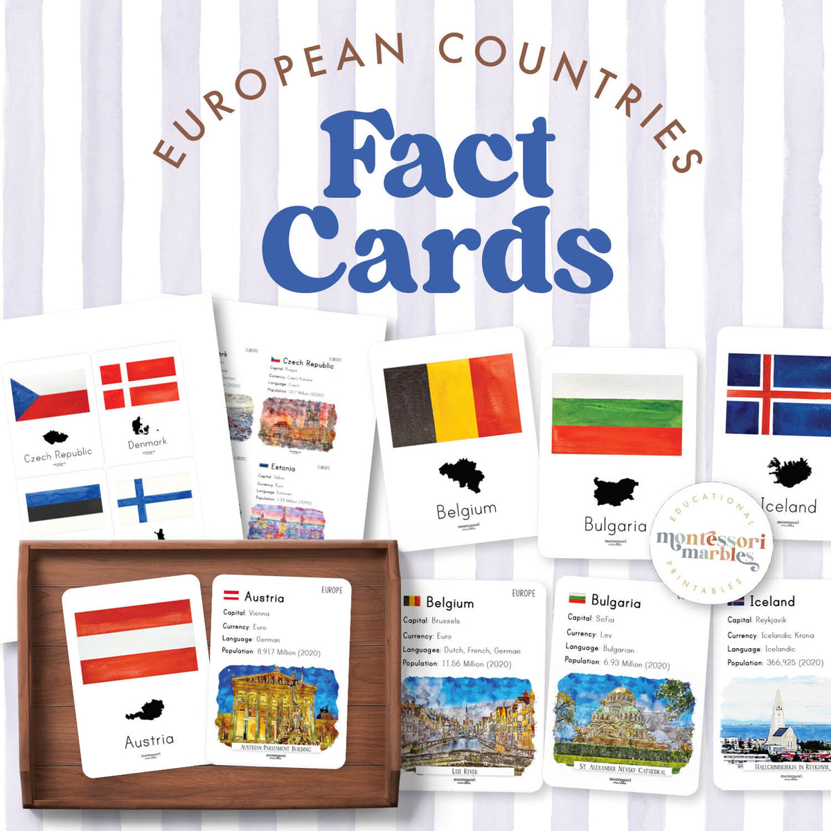 European Countries Fact Cards | Montessori Inspired Flash Cards ...