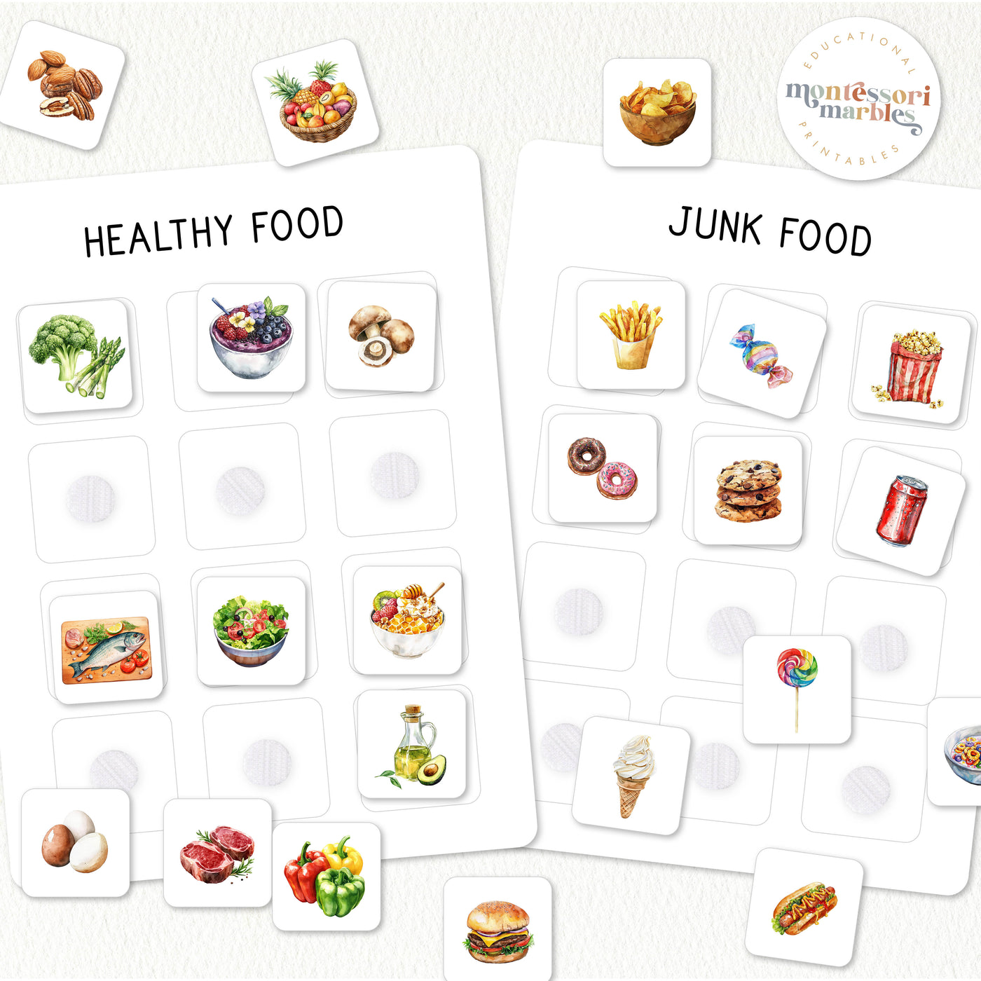 Healthy Food vs Junk Food Sorting Cards | Nutrition Activity Ages 3-6 ...