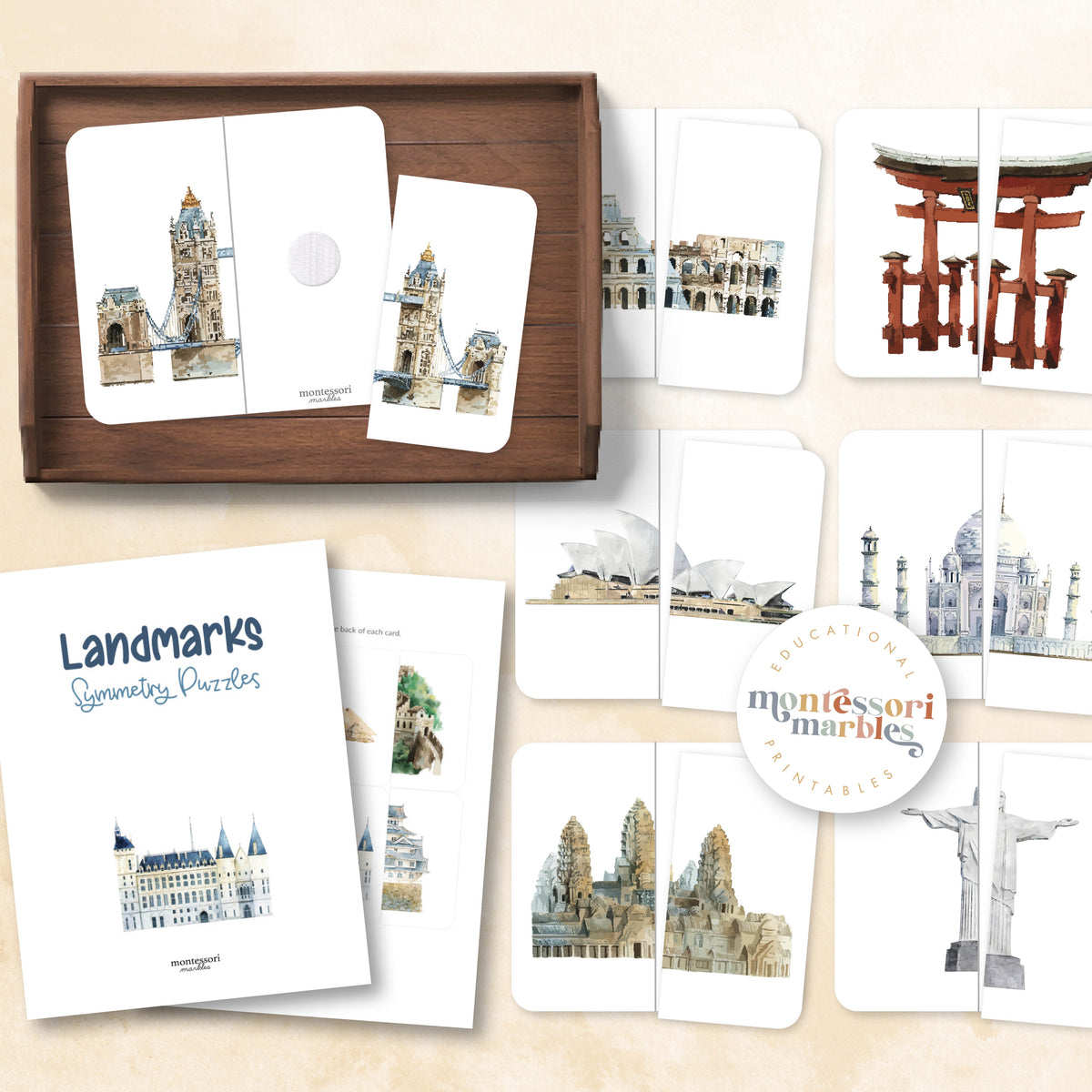 Landmarks Symmetry Puzzles – Montessori Marbles