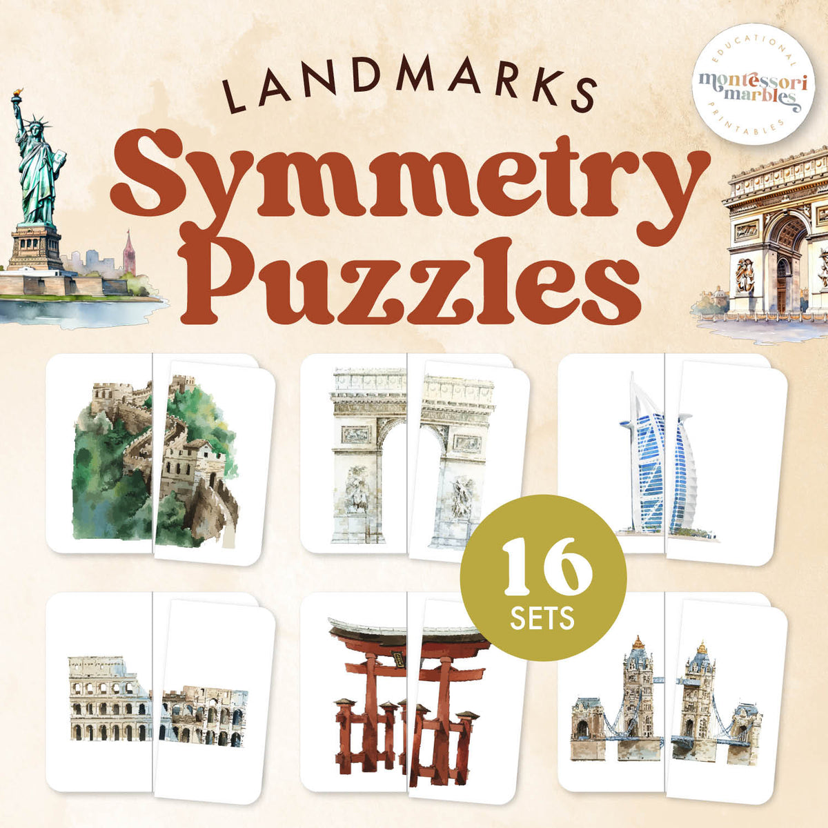 Landmarks Symmetry Puzzles – Montessori Marbles