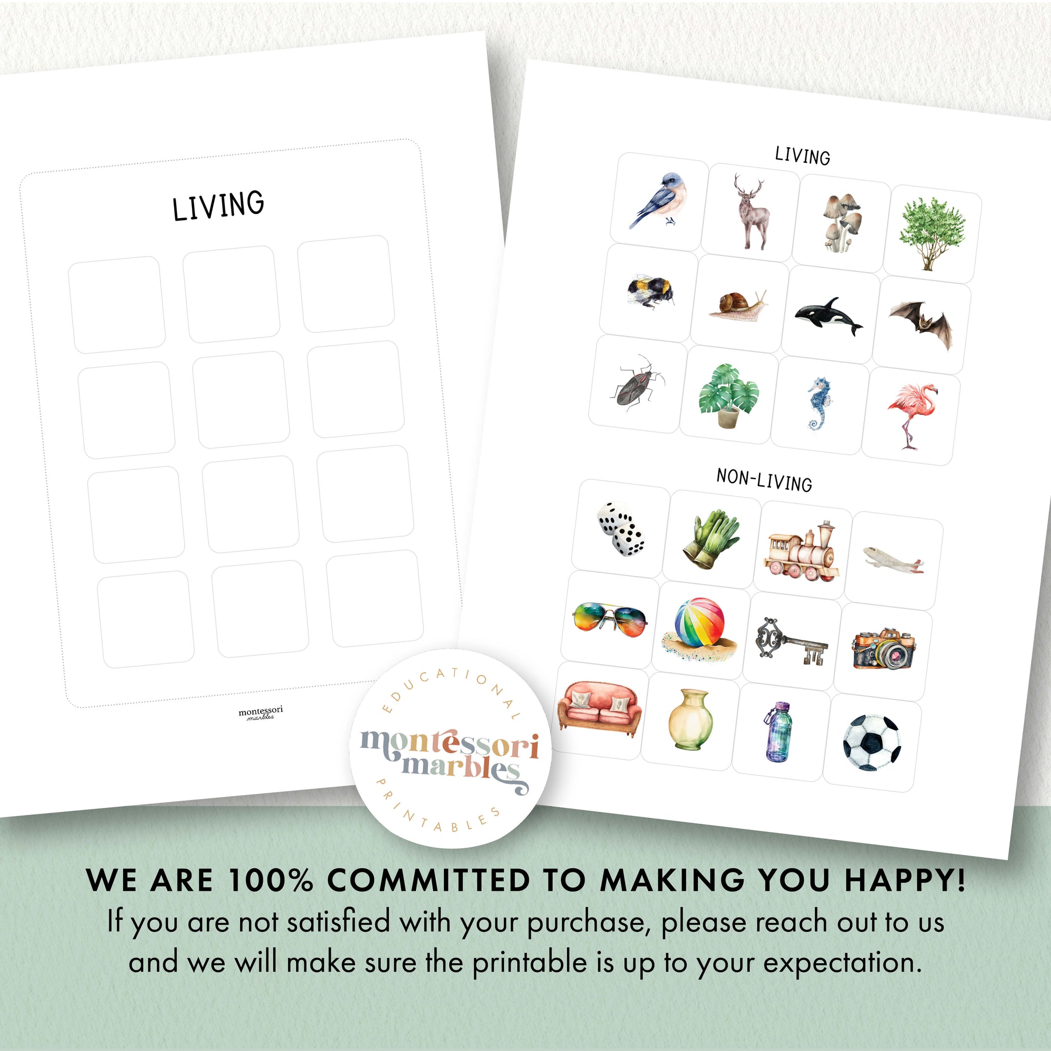 Living and Non Living Sorting Cards – Montessori Marbles