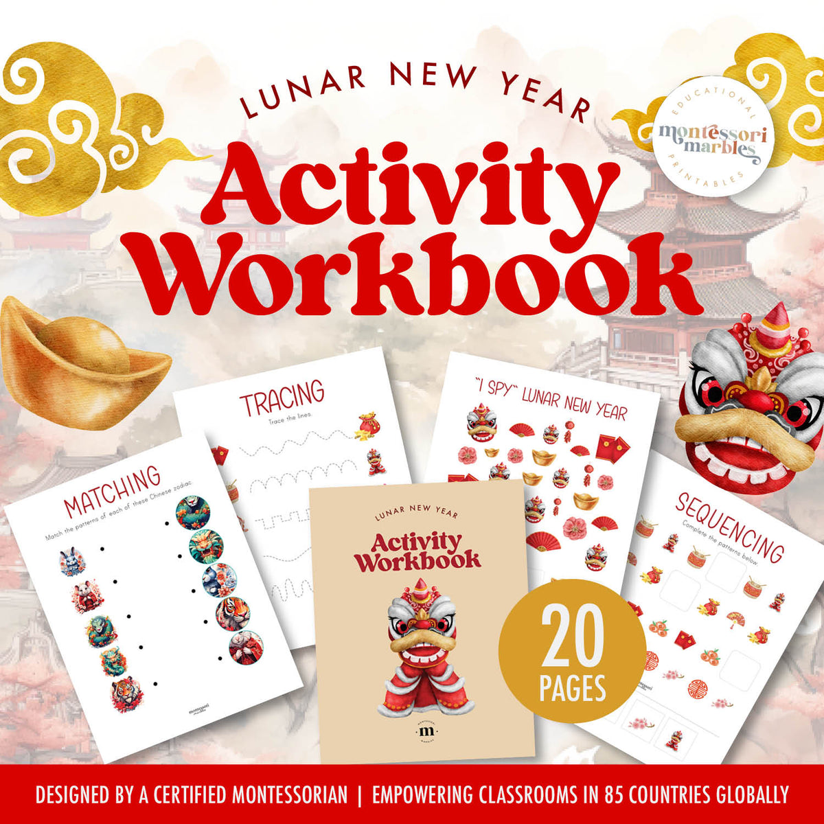 Lunar New Year Activity Workbook | 20 Pages Chinese Culture Ages 3-6 ...