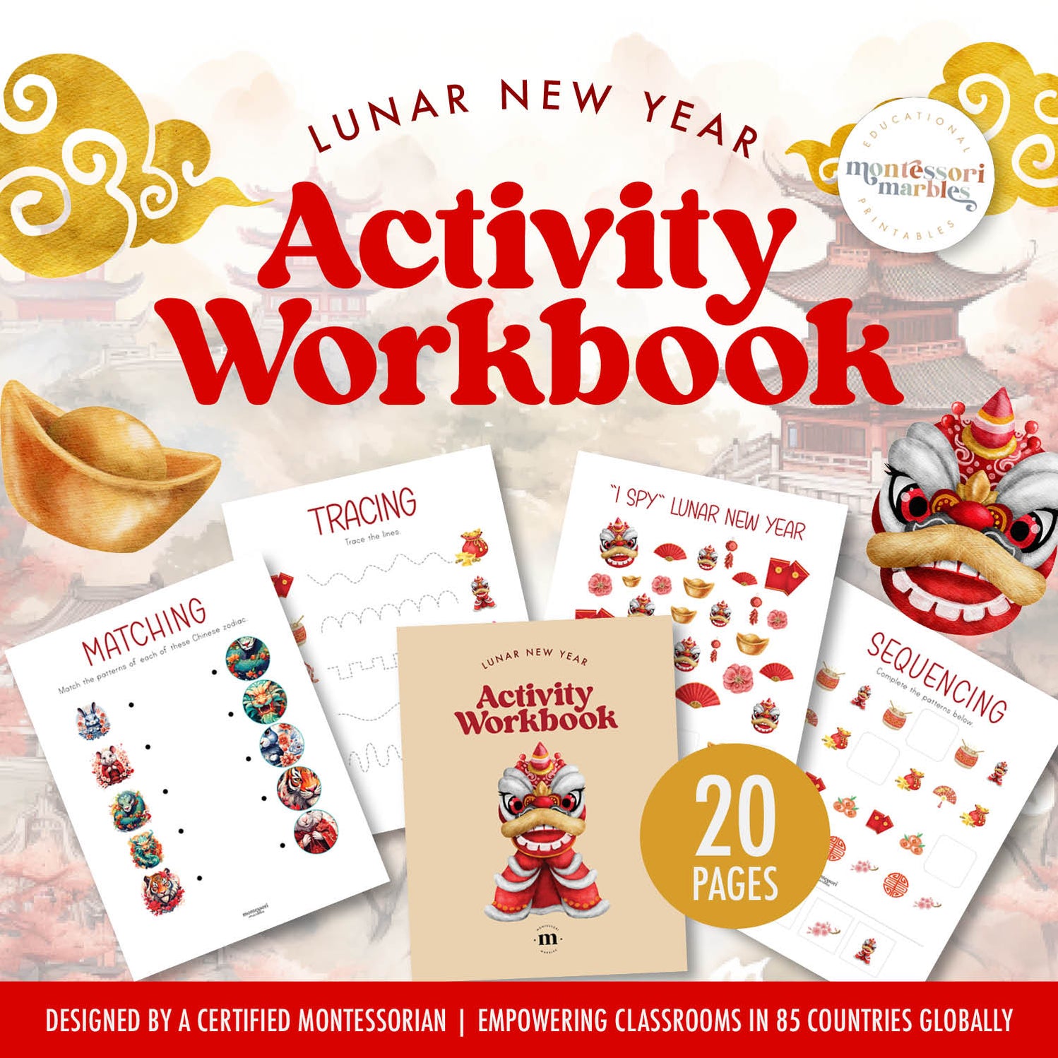 Lunar New Year Activity Workbook | 20 Pages Chinese Culture Ages 3-6 ...