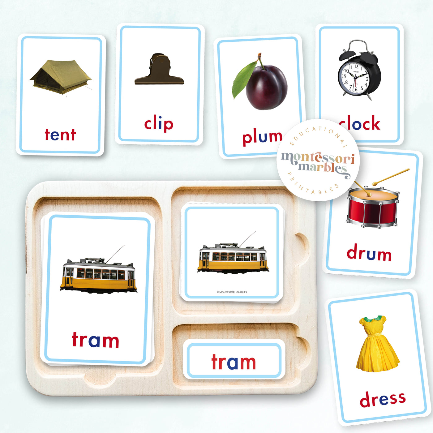 Blue Series 3-Part Cards | Phonics Activities Ages 5-7 — Montessori Marbles