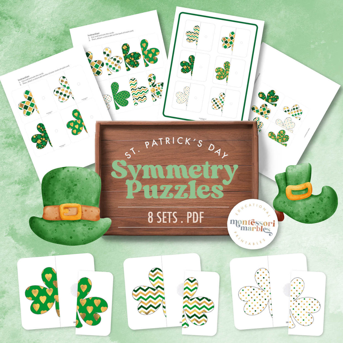 St Patrick's Day Shamrock Puzzles | Symmetry Matching Ages 2-5 | March ...
