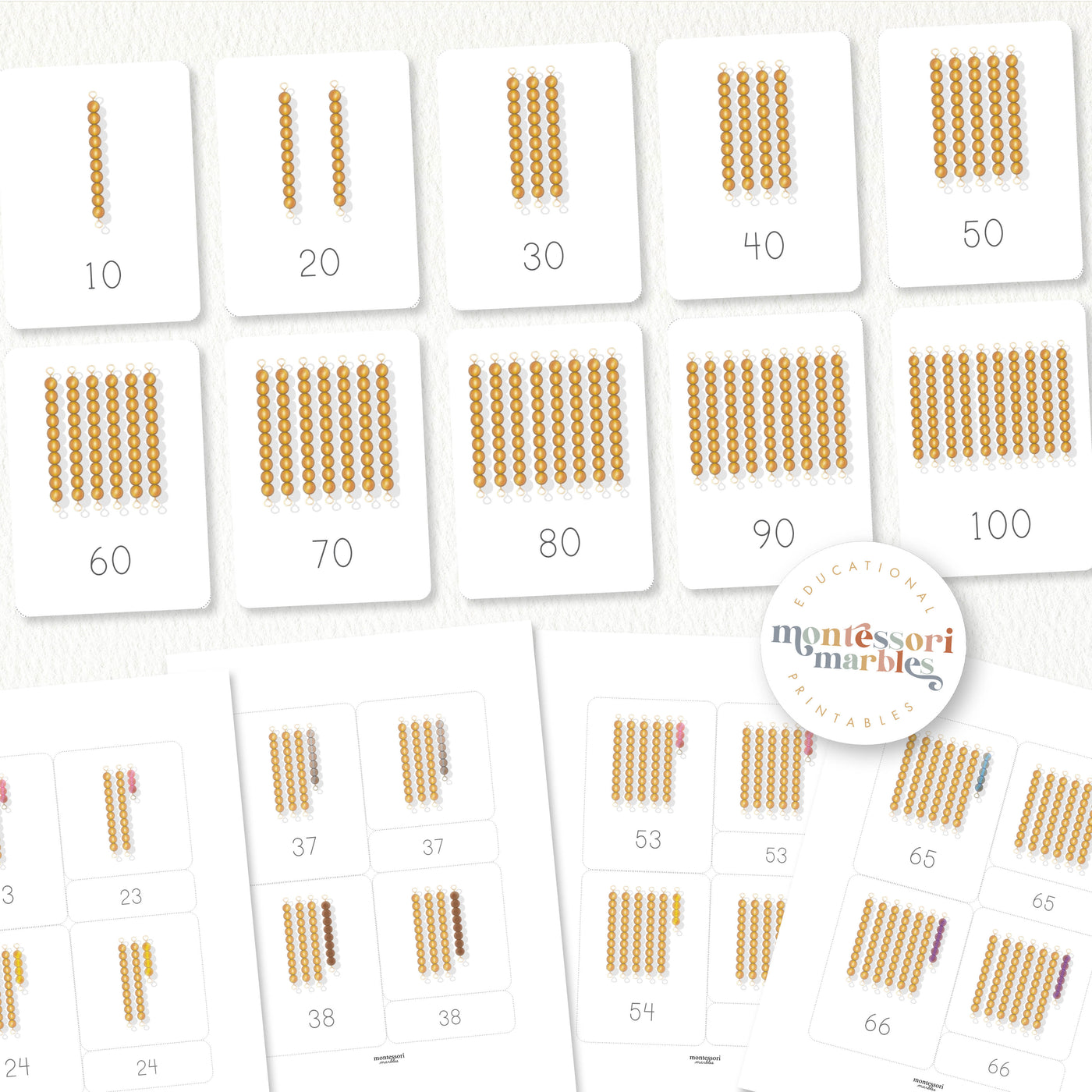 Golden Beads 1-100 Nomenclature Cards | Montessori Math Ages 5-8 PDF ...