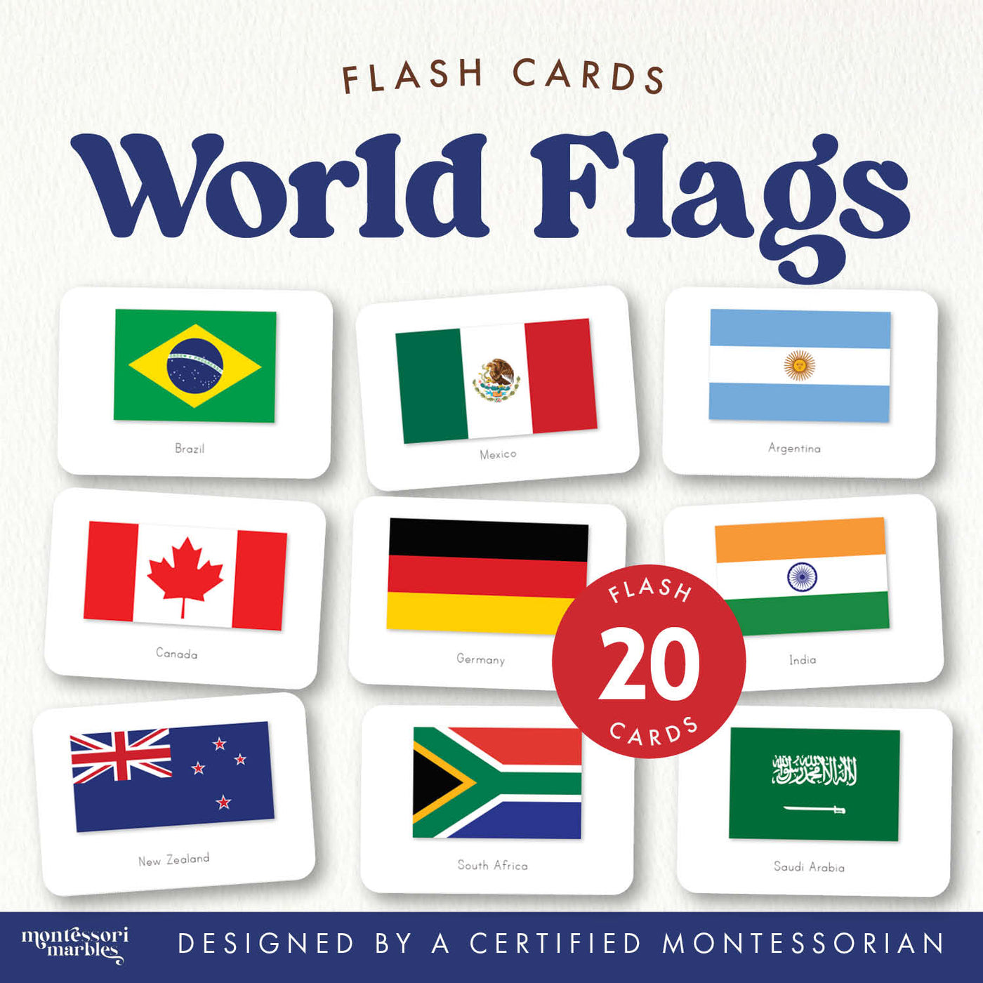 20 World Flags Flash Cards | Geography Learning Printable PDF ...