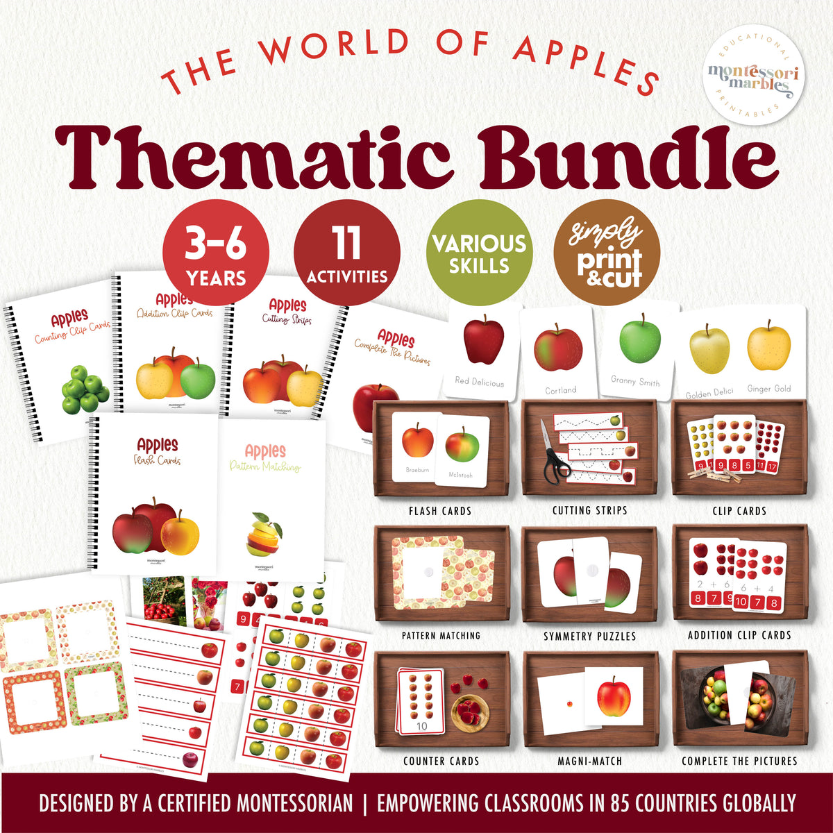 Apples Activity Bundle | Montessori Printable Learning Resources ...