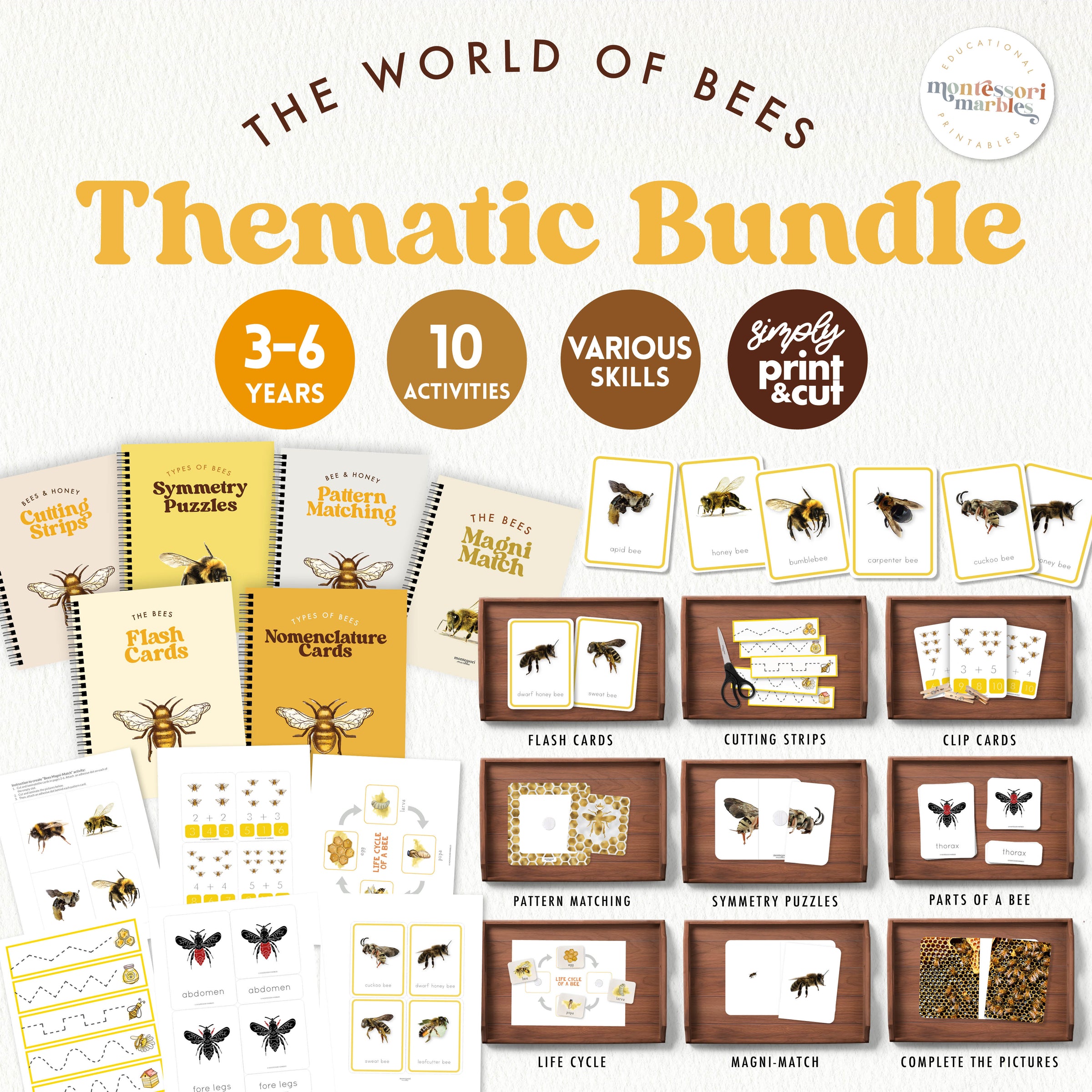 Bee Honey Activity Bundle | 10 Printables Insect Study Ages 3-6 PDF ...