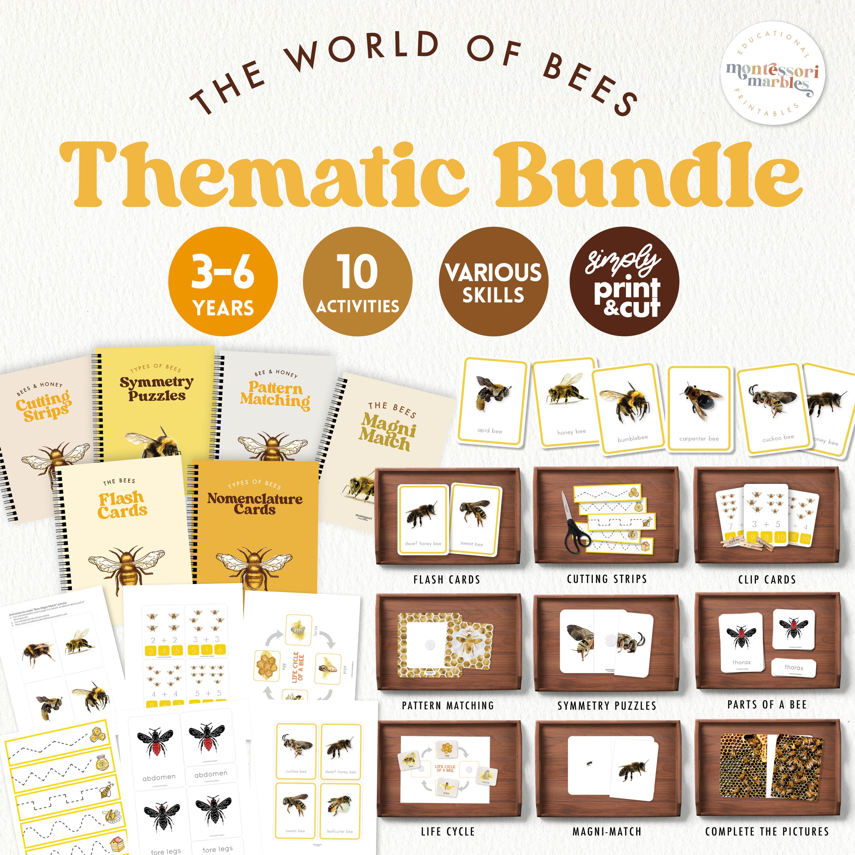Bee Honey Activity Bundle | 10 Printables Insect Study Ages 3-6 PDF ...
