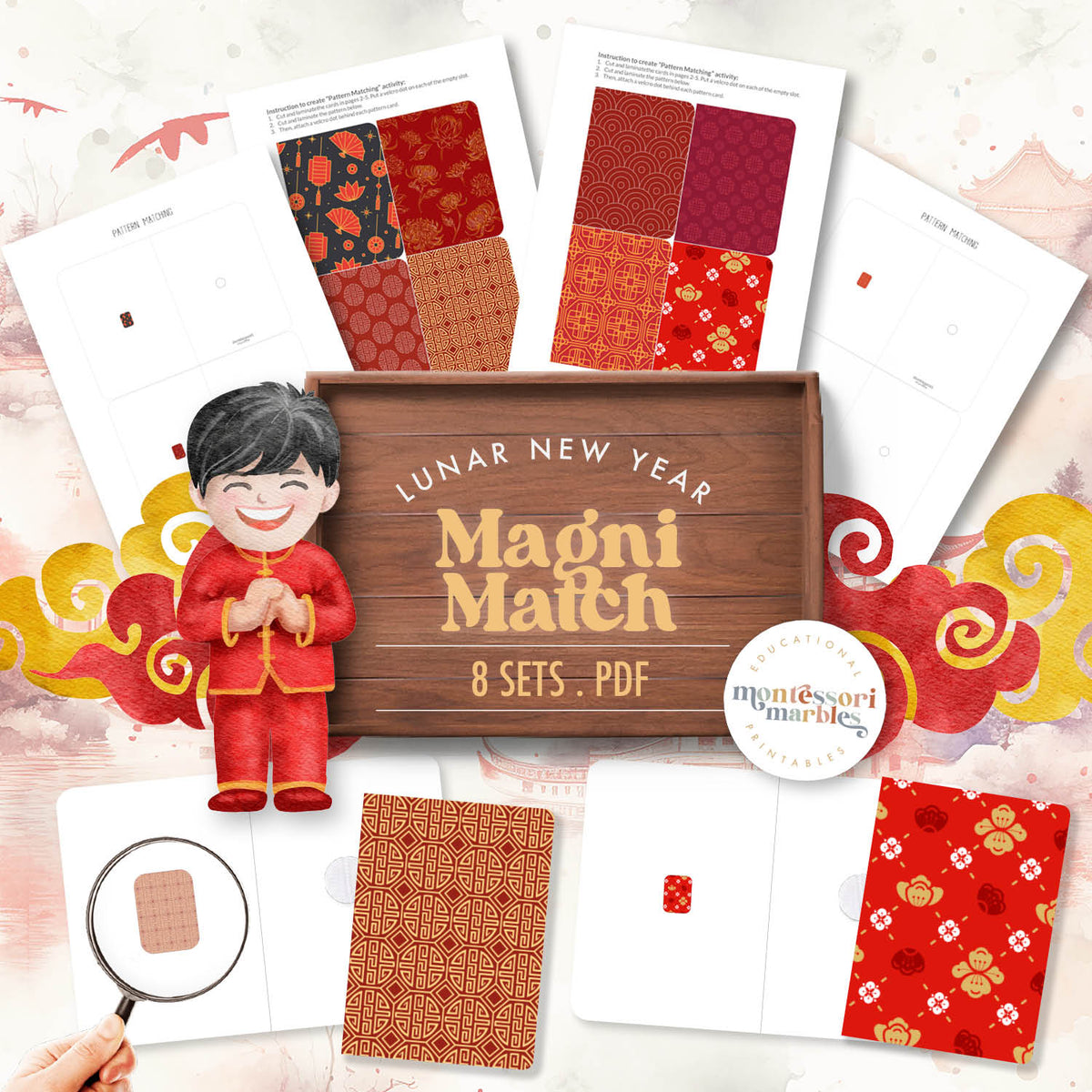 Lunar New Year Magni Match | 8 Sets Magnifying Glass Chinese Culture ...