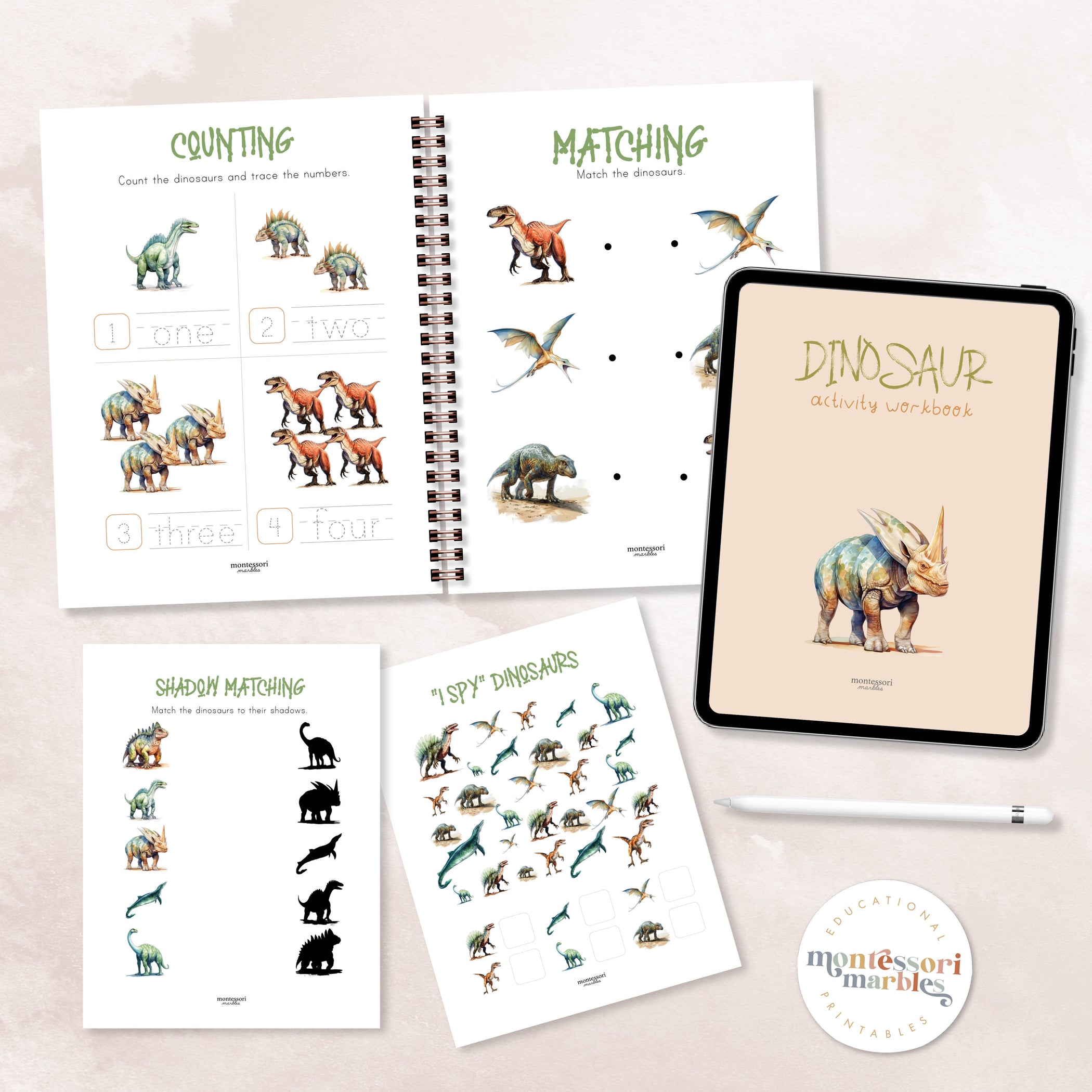 Dinosaurs Mini Bundle | 3 Activities Flash Cards Cutting Workbook 3-6 ...
