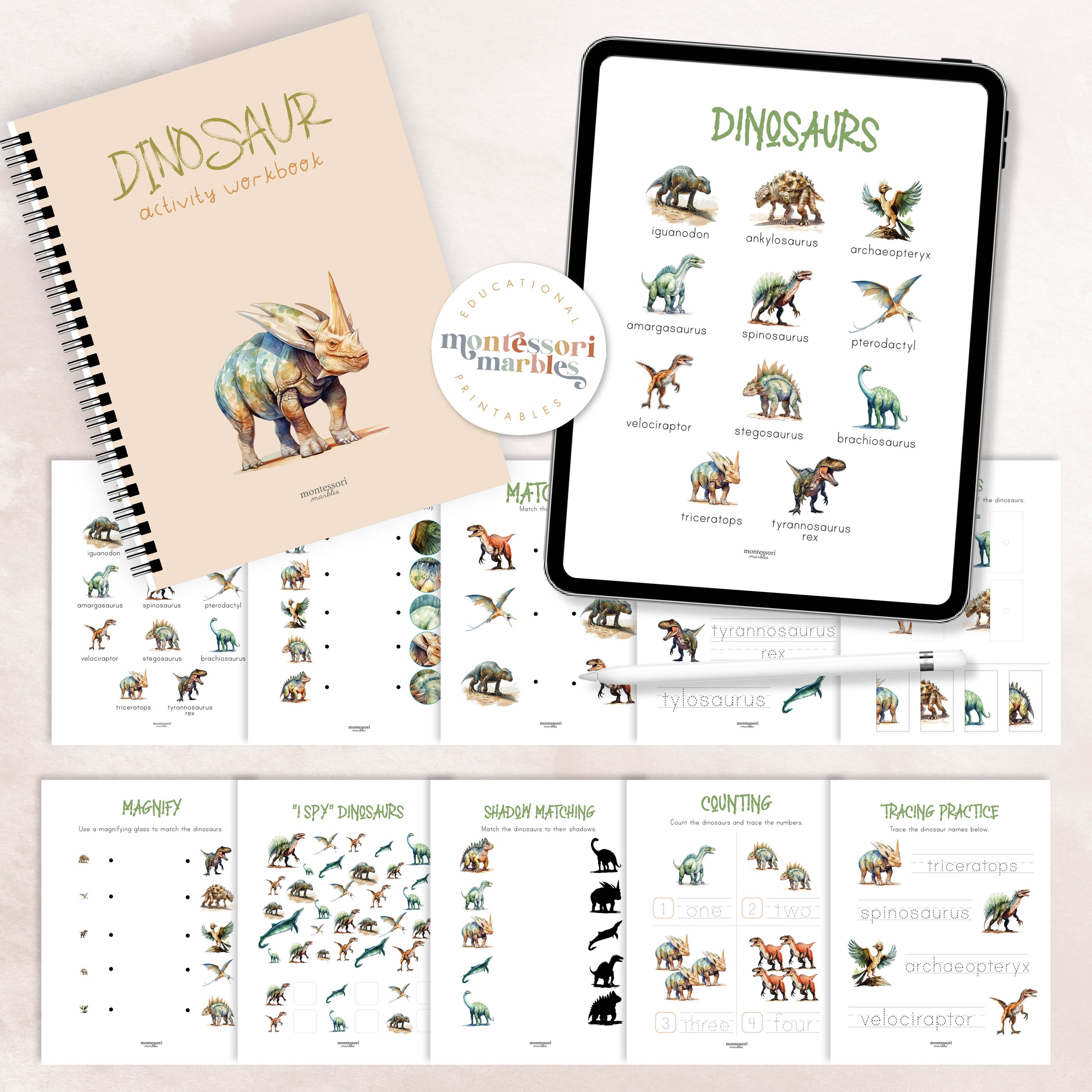 Dinosaurs Mini Bundle | 3 Activities Flash Cards Cutting Workbook 3-6 ...