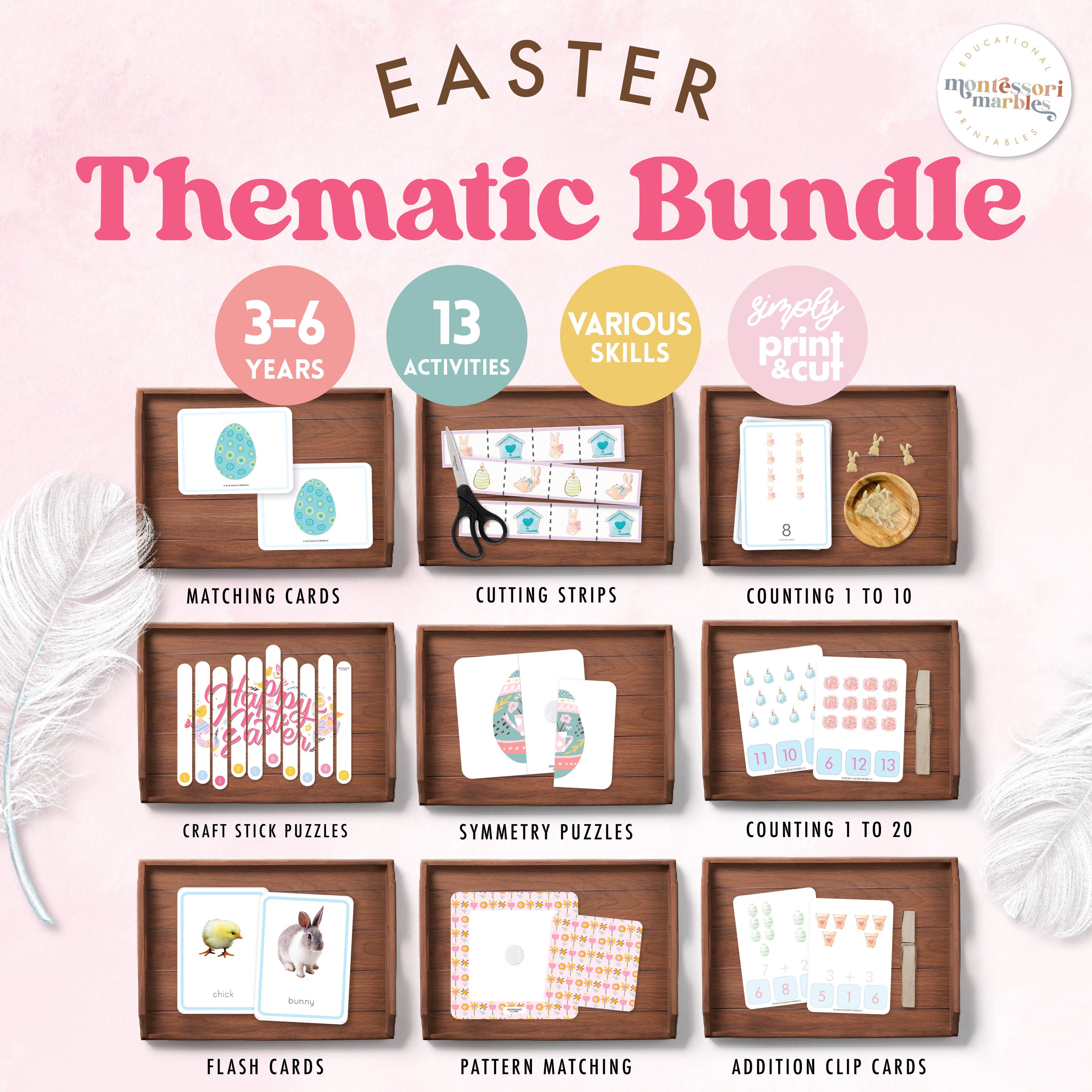 Easter Activity Bundle | 9 Printables Spring Math Crafts Ages 2-6 PDF ...