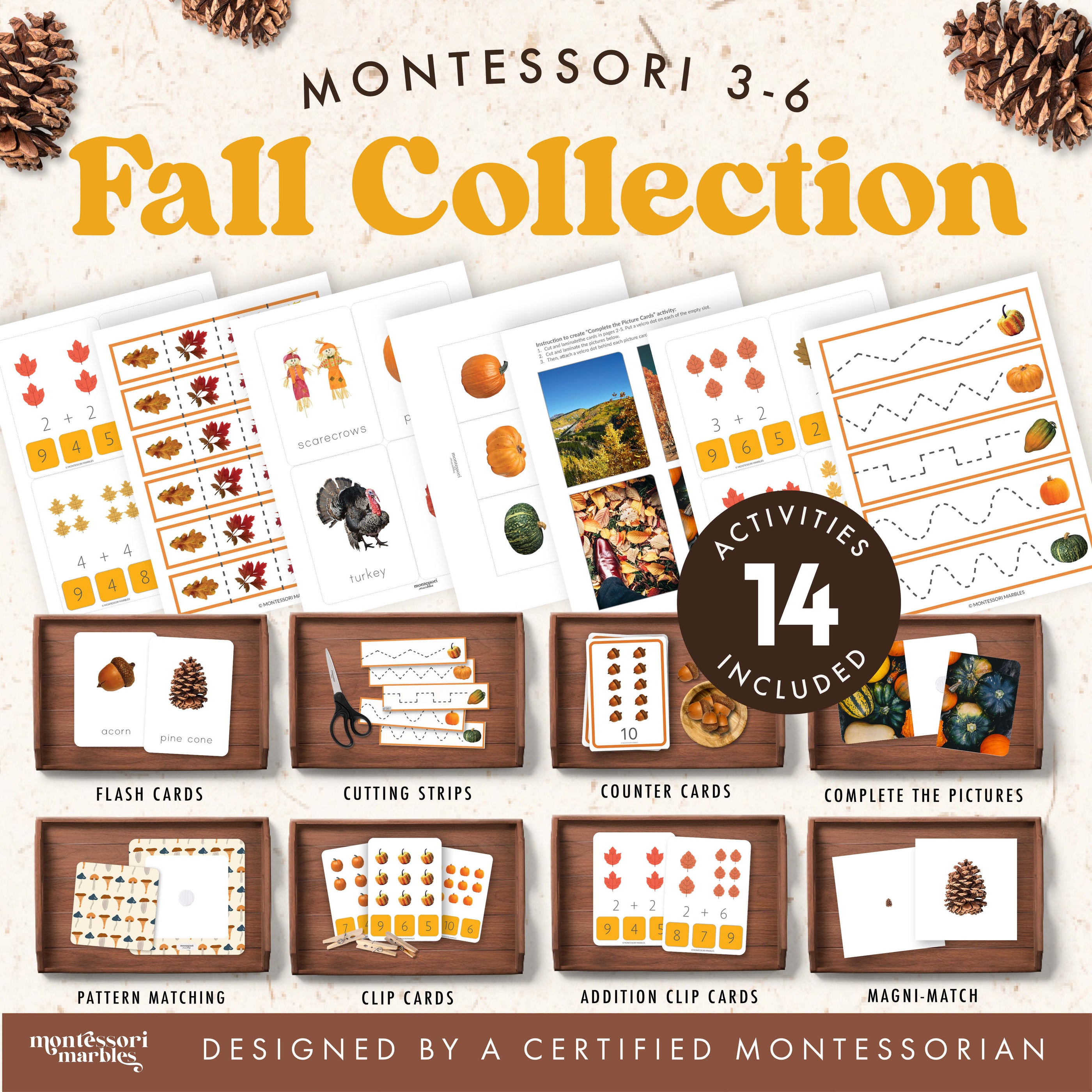 Fall Activities Preschool | Activity Bundle Ages 2-6 — Montessori Marbles