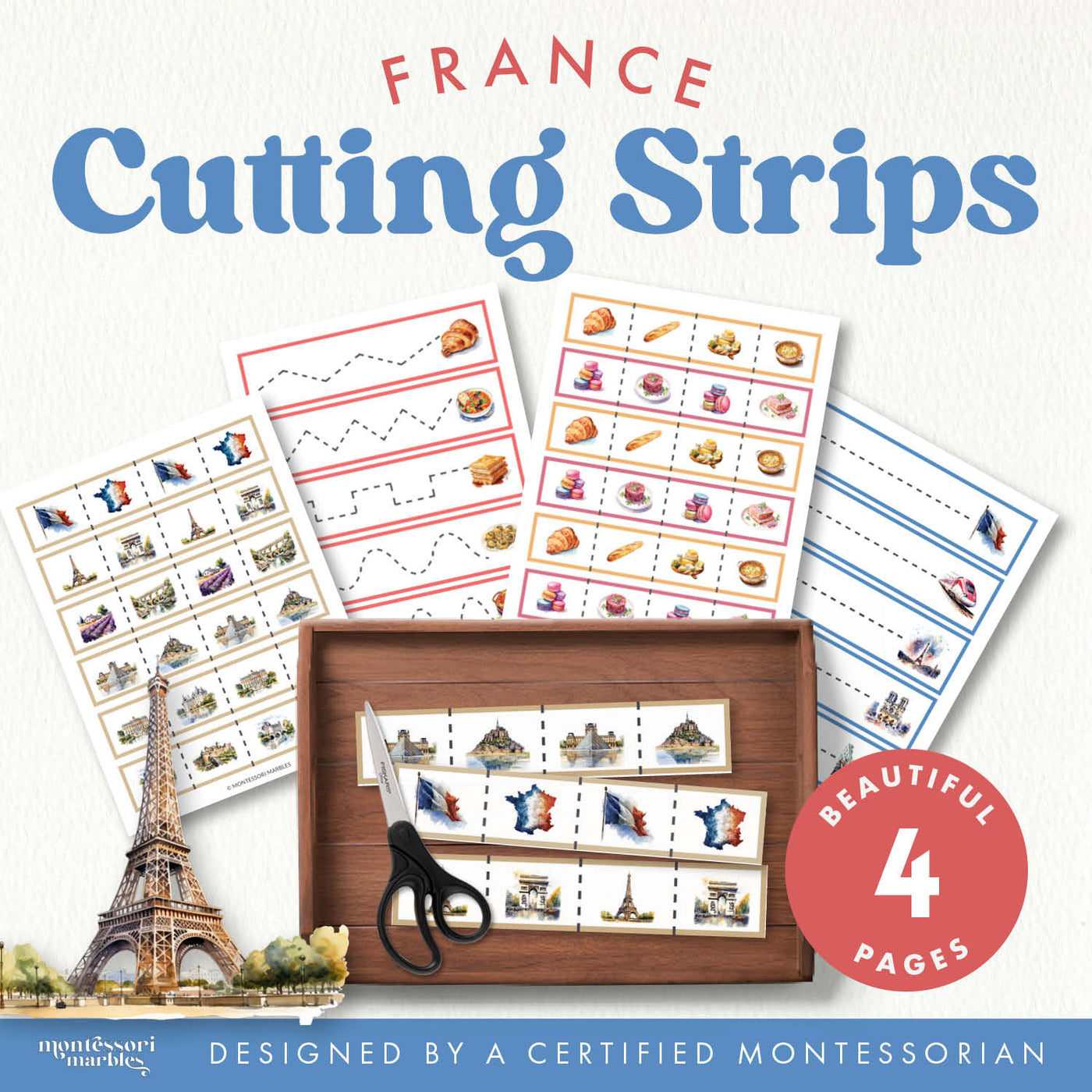 France Cutting Strips | Scissor Practice Fine Motor Skills Ages 2-5 ...