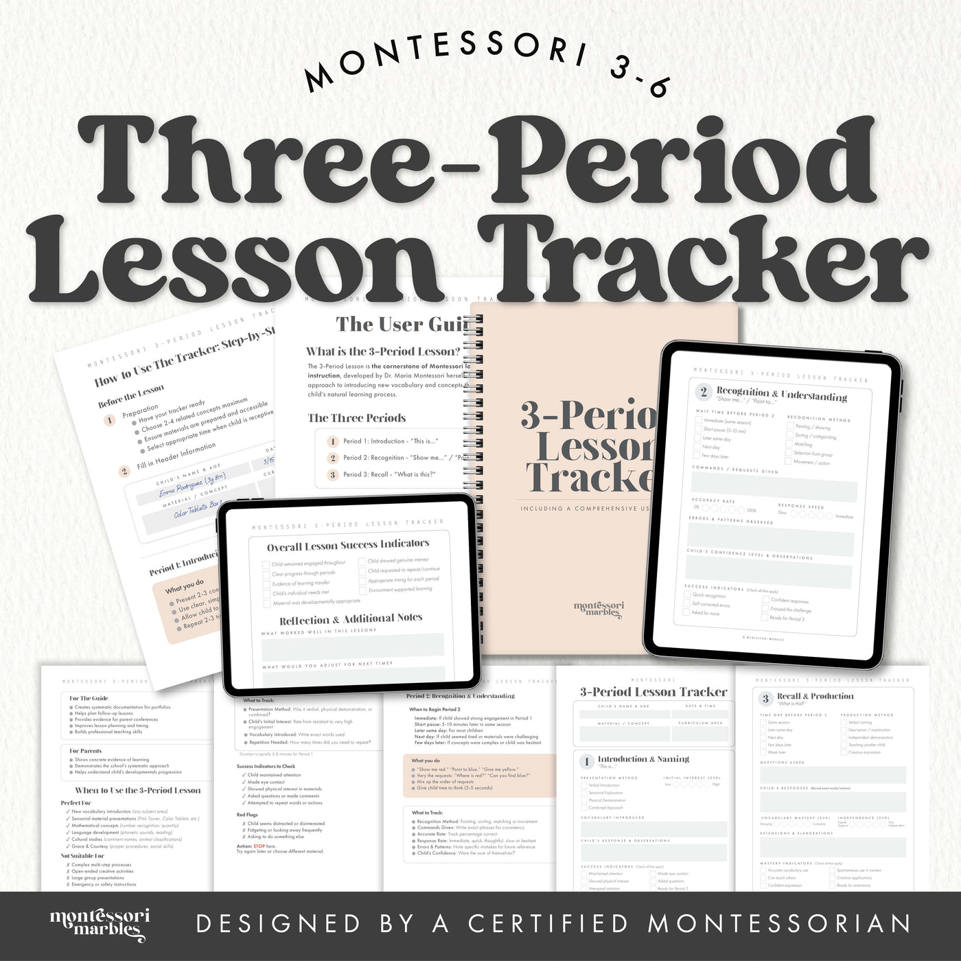 Three Period Lesson Tracker | Montessori Teaching Tool Ages 3-6 ...