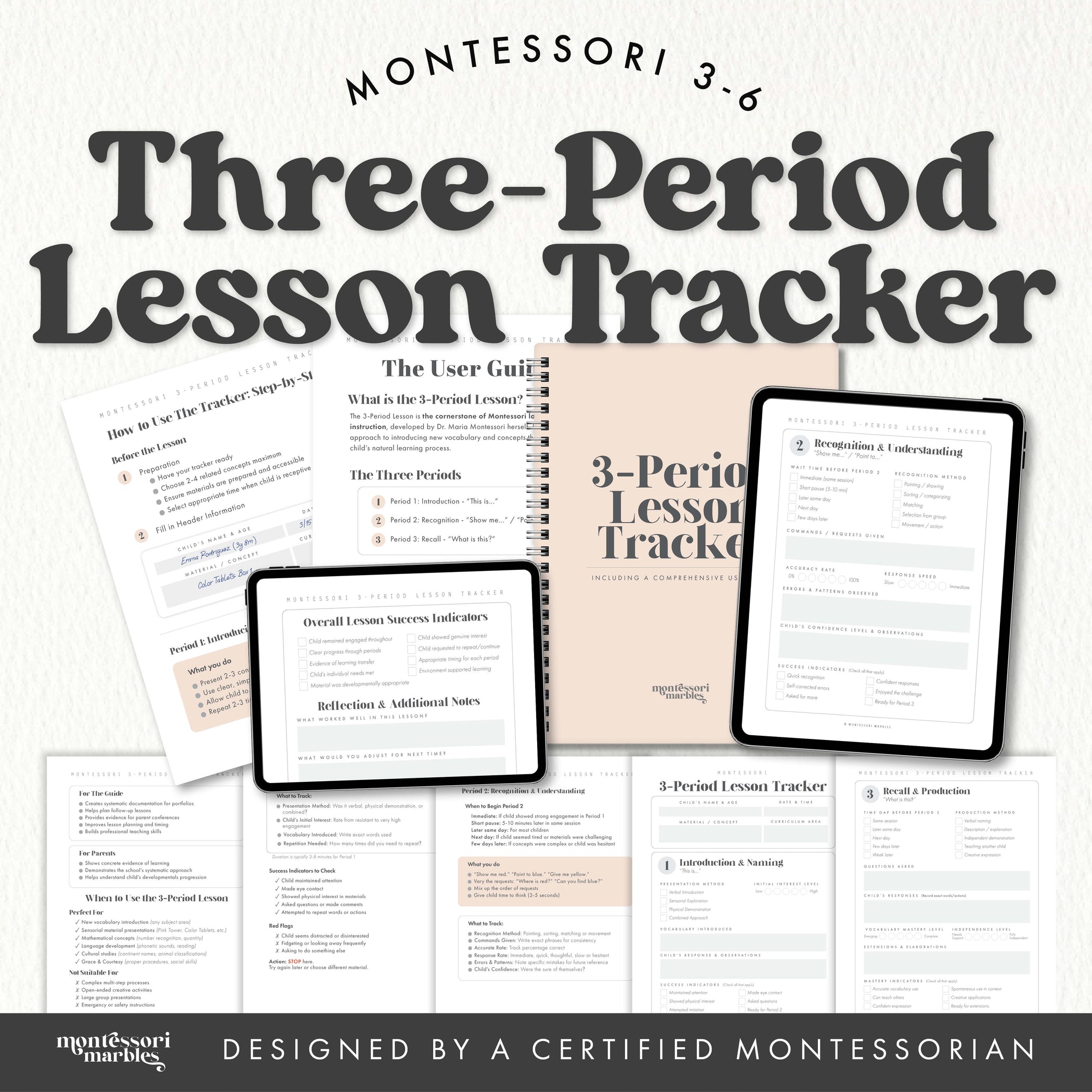 Three Period Lesson Tracker | Montessori Teaching Tool Ages 3-6 ...