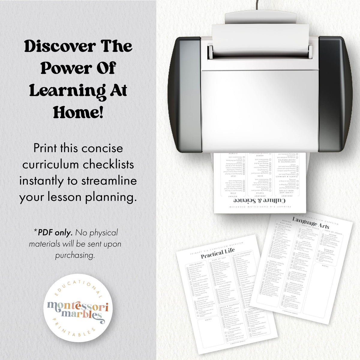 Montessori 3-6 Curriculum Checklists – Montessori Marbles