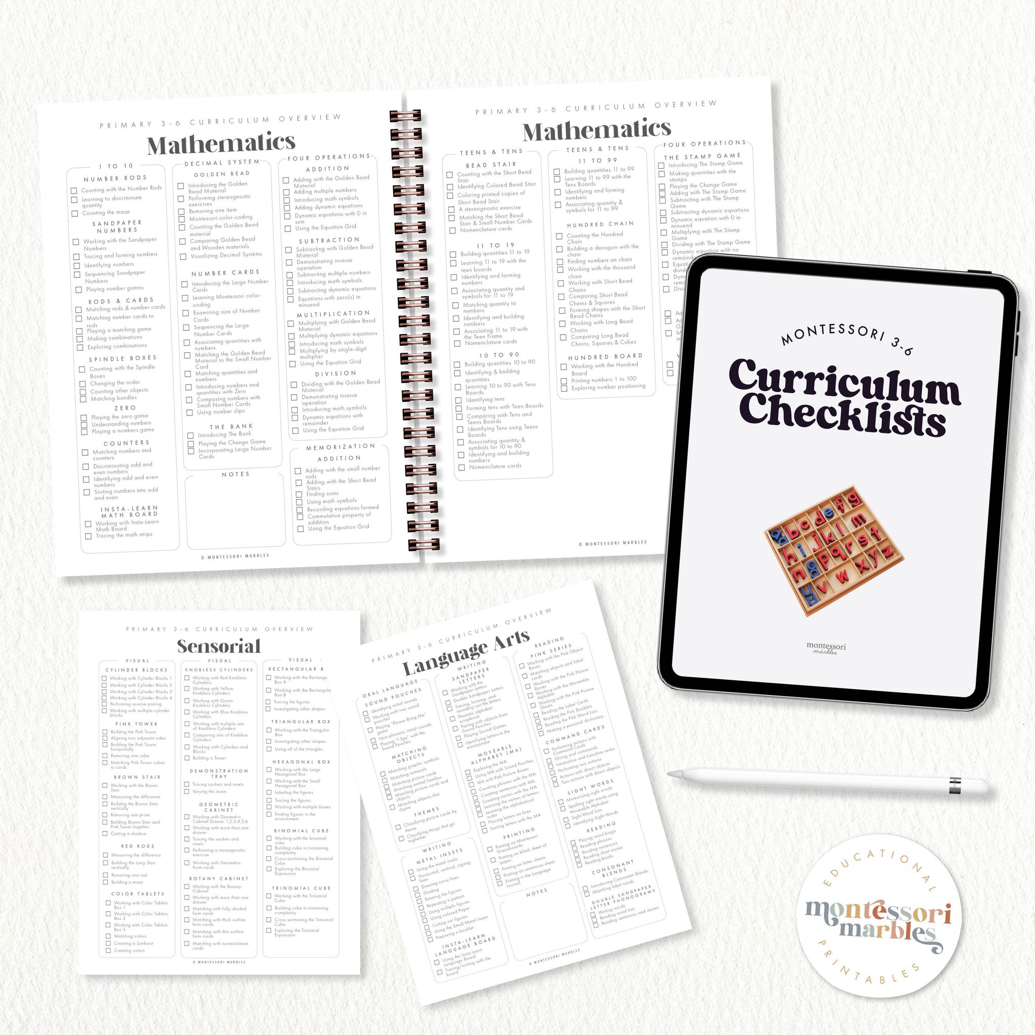 Montessori 3-6 Curriculum Checklists – Montessori Marbles