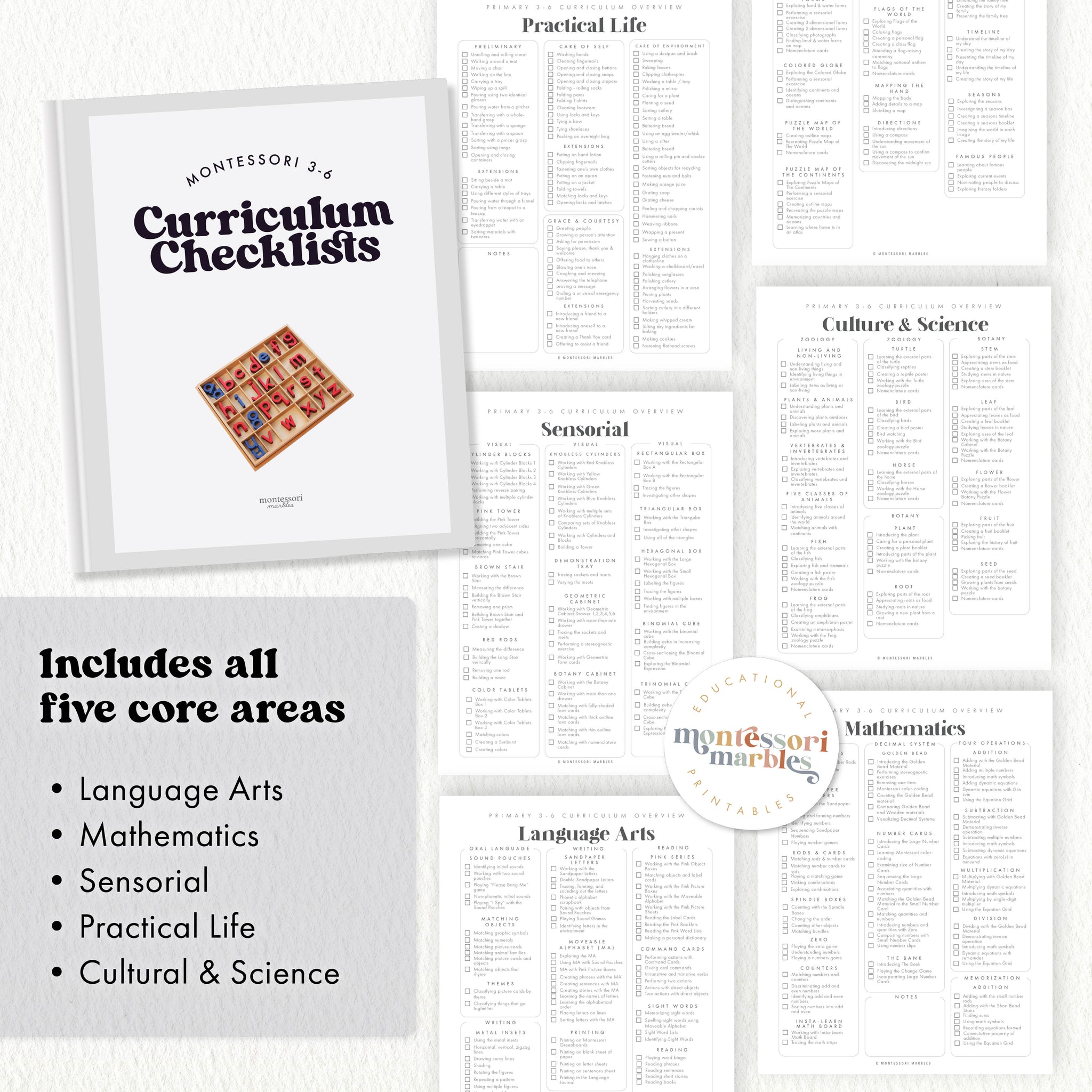 Montessori 3-6 Curriculum Checklists – Montessori Marbles