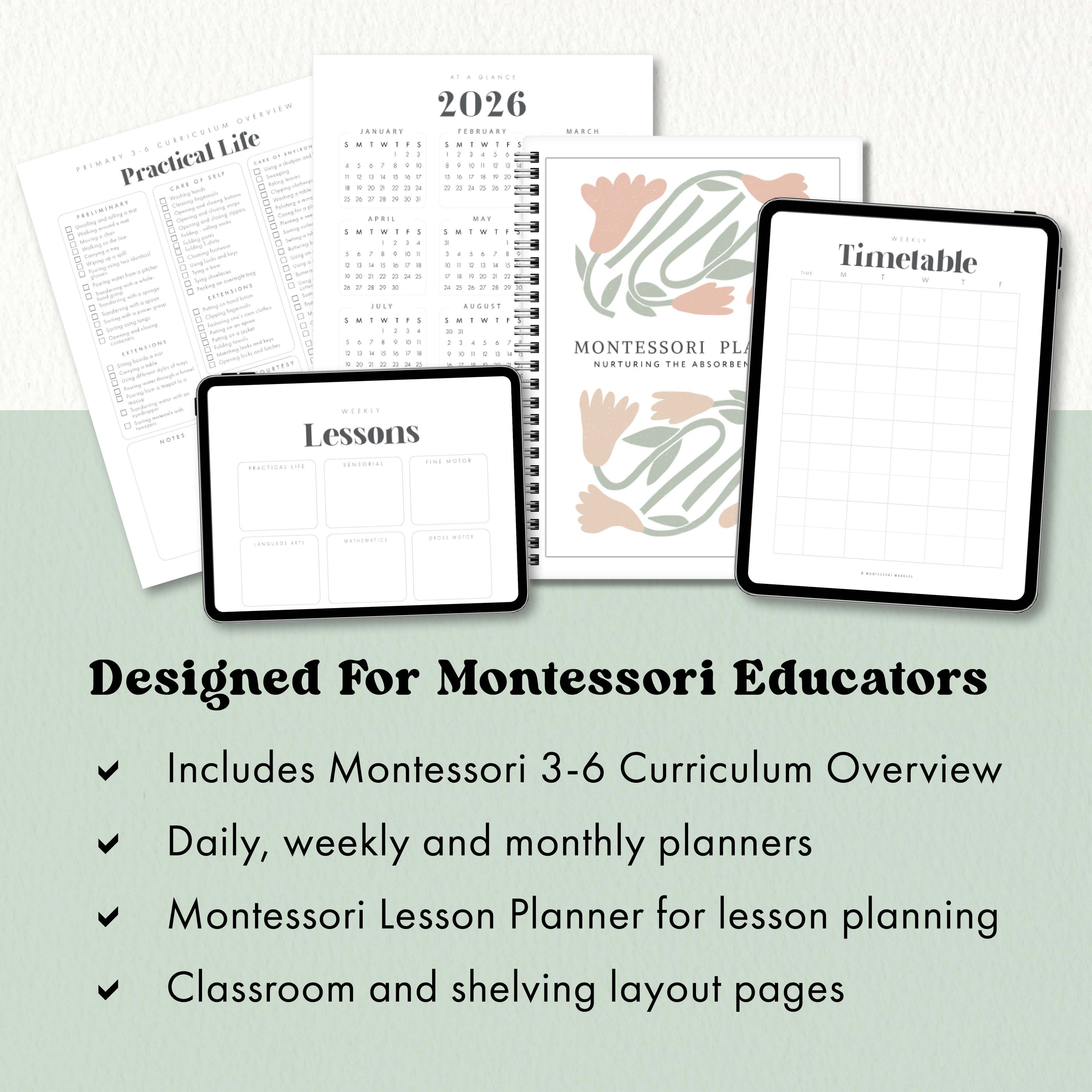 Montessori Teacher Planner 2025-2026 | 18 Months Curriculum Tracker ...