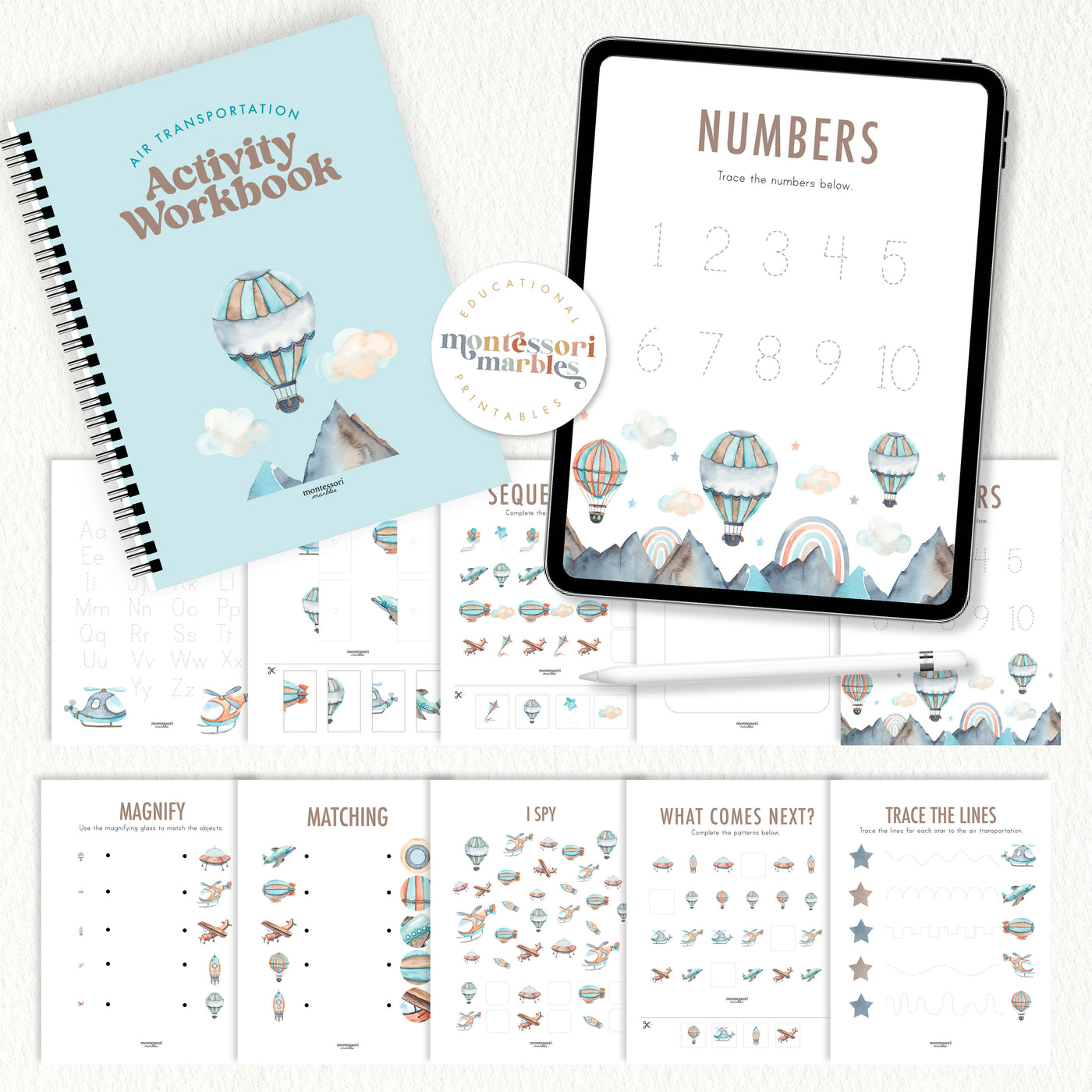 Air Transportation Activity Workbook — Montessori Marbles