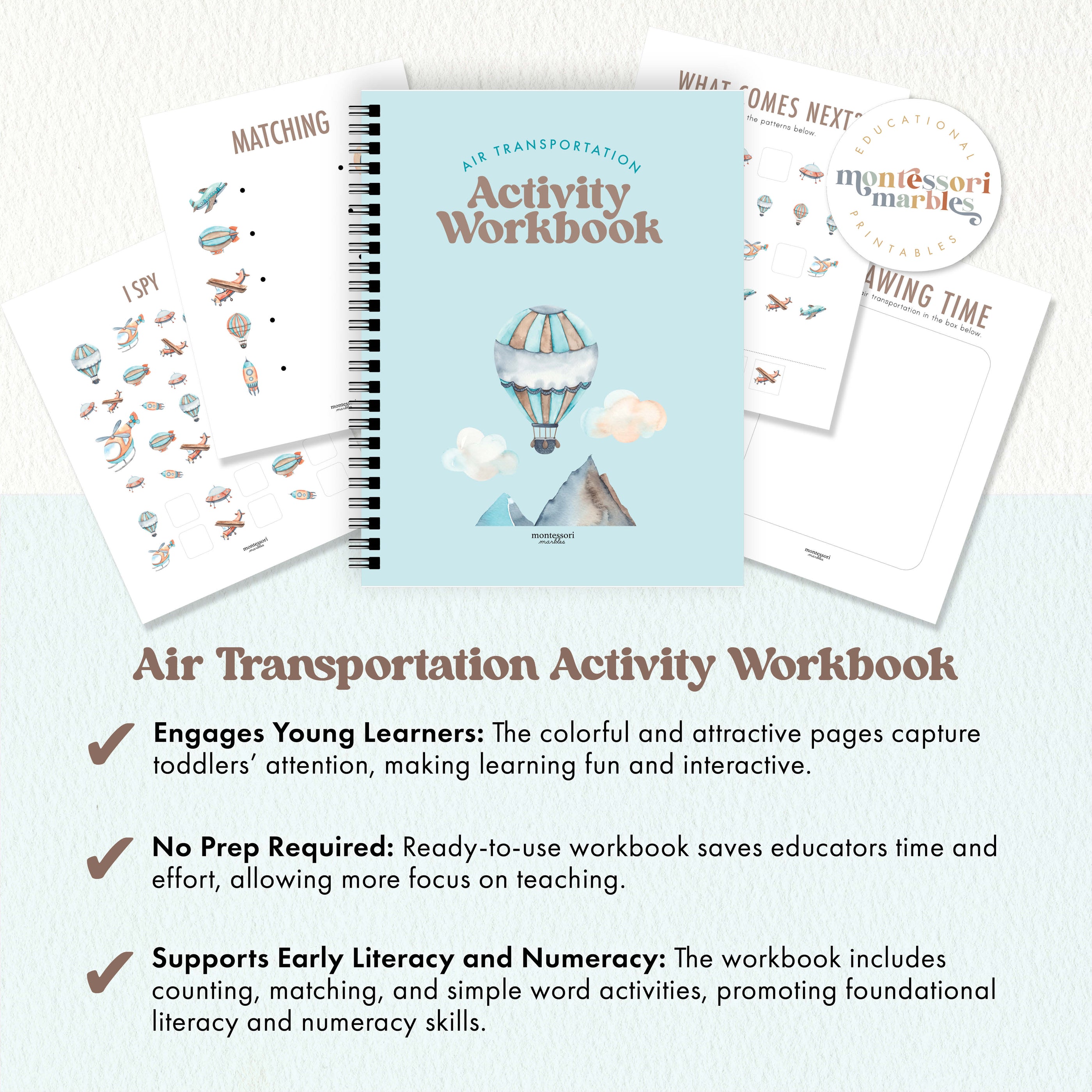 Air Transportation Workbook | Airplanes Activities Ages 3-6 ...