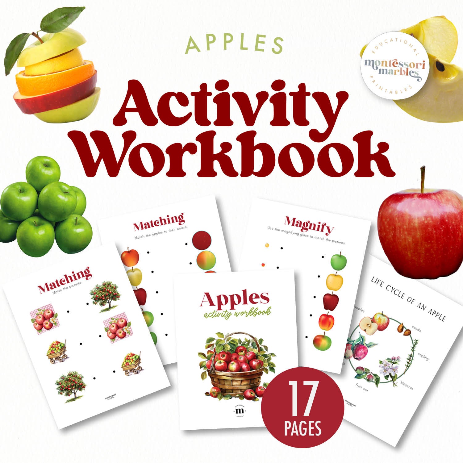 Apple Activity Workbook | Preschool Fall Worksheets Ages 3-6 ...