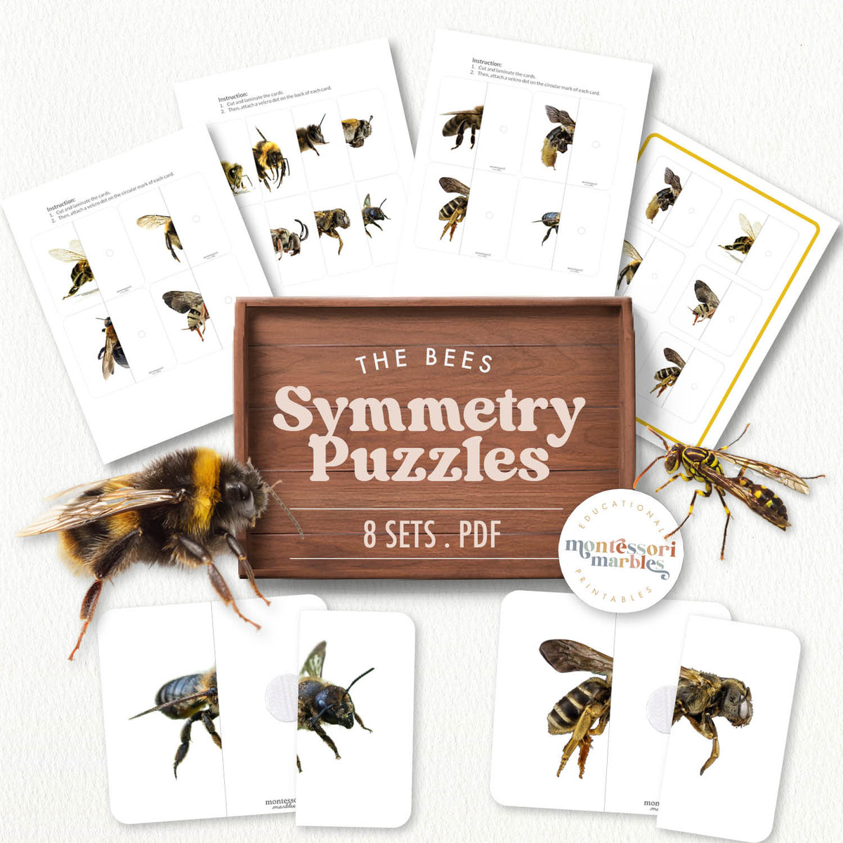 Bees Symmetry Puzzles | Montessori Inspired Printable – Montessori Marbles