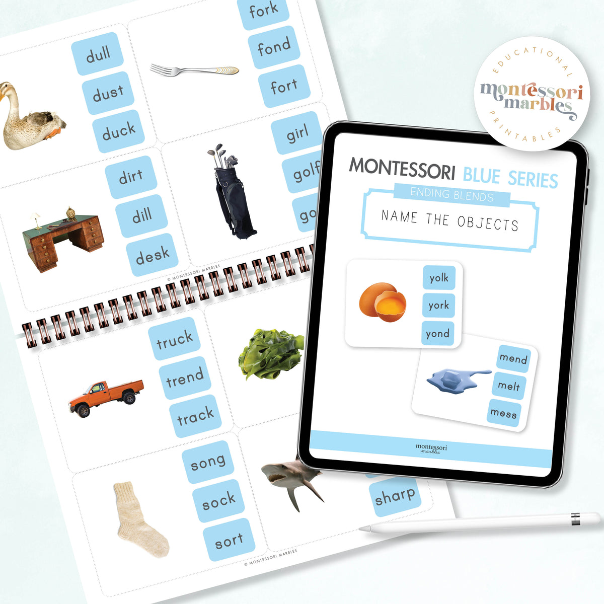 Montessori Blue Series Name the Objects | Ending Blends – Montessori ...