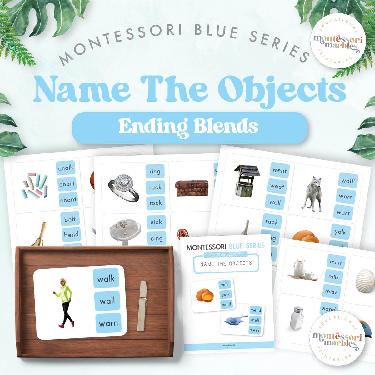 Picture Cards Ending Blends | Phonics Ages 5-7 — Montessori Marbles