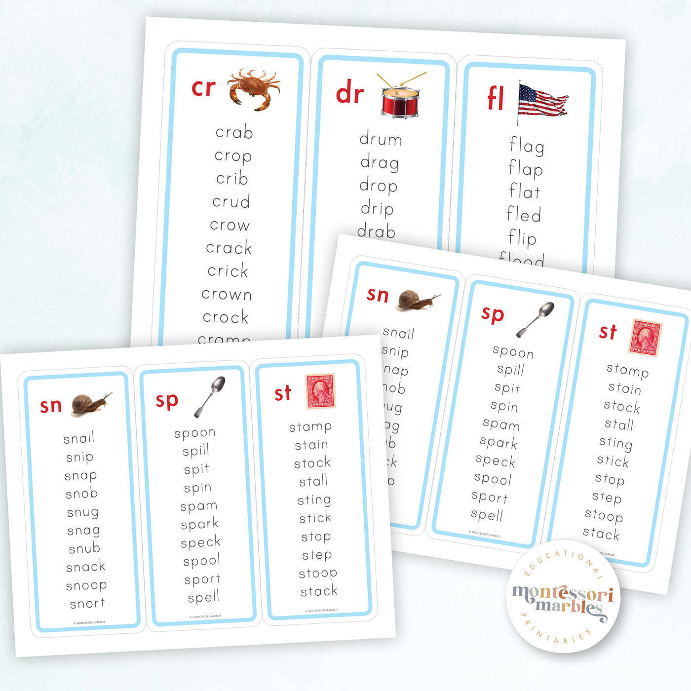 Beginning Blends Word Lists | Phonics for Ages 5-7 — Montessori Marbles