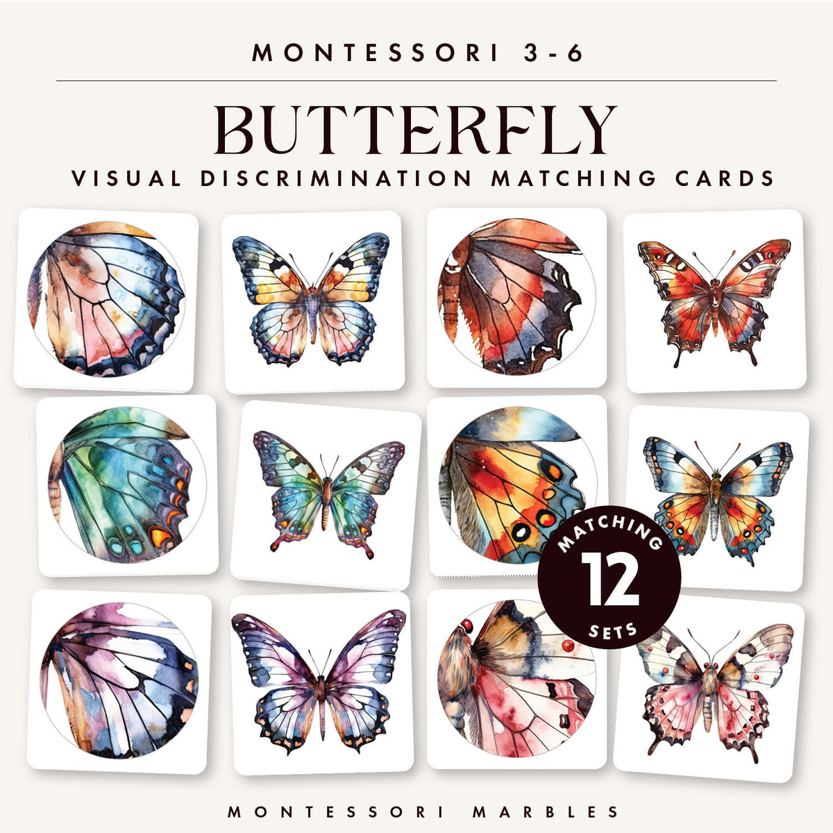 Butterfly Pattern Matching | Visual Discrimination Ages 3-6 PDF ...