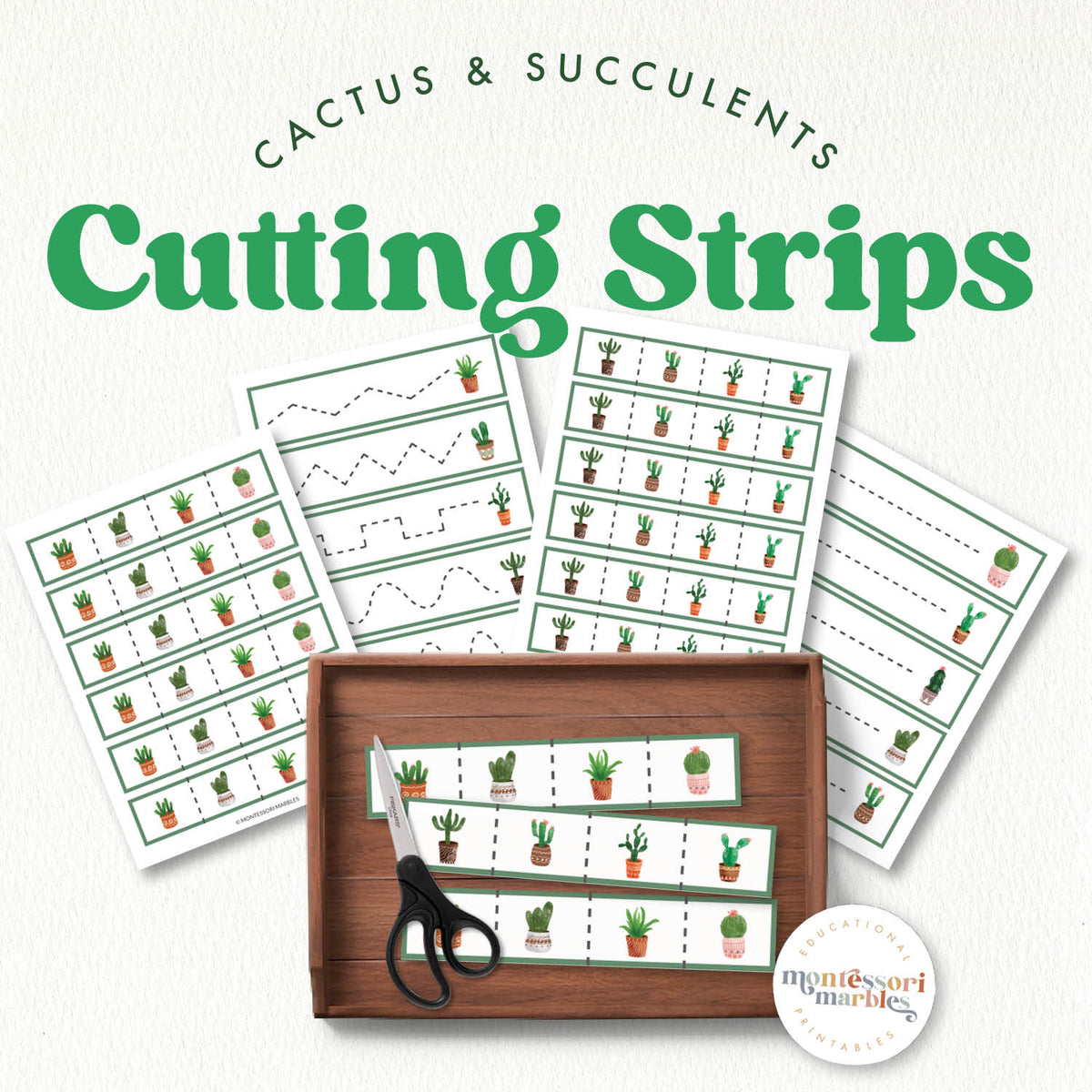 Cactus Cutting Strips | Scissor Practice Ages 2-5 Fine Motor Skills ...