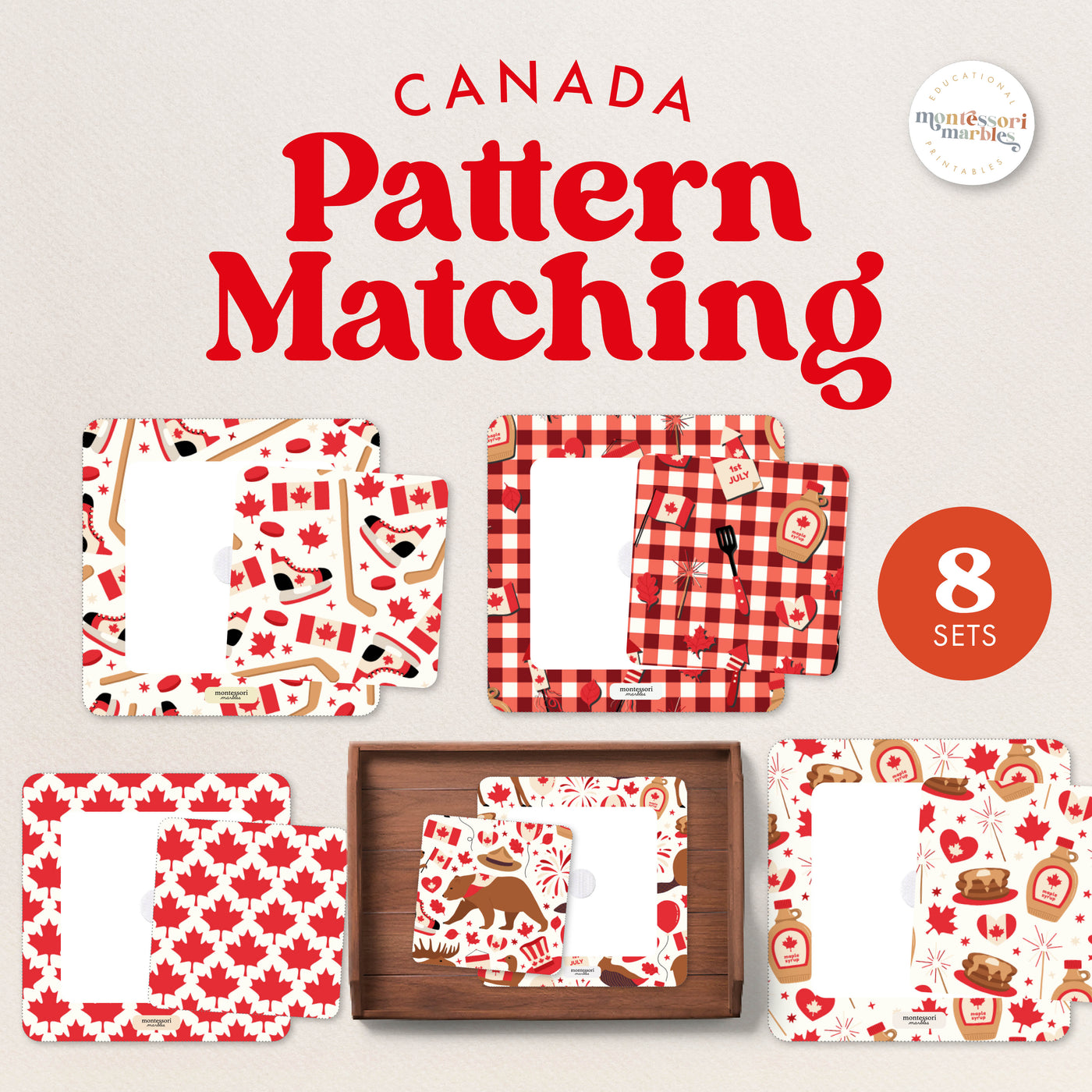 Canada Pattern Matching | 8 Canadian Designs Visual Skills Ages 3-6 PDF ...