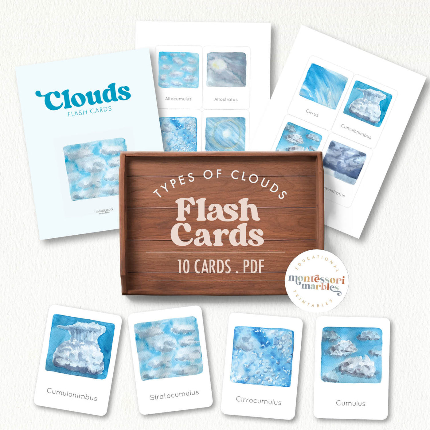 Cloud Types Flash Cards | 10 Weather Meteorology Science Vocabulary 4-7 ...