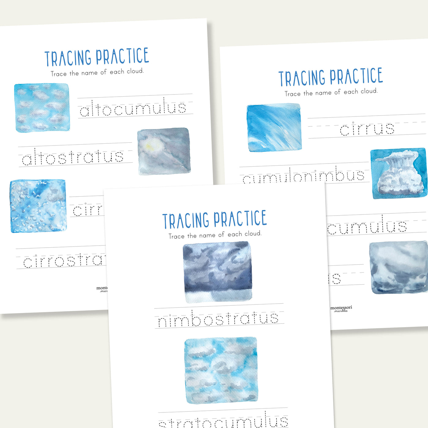 Clouds Handwriting Practice | Weather Vocabulary Tracing Writing Ages 4 ...