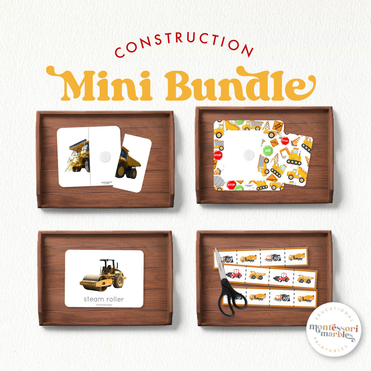 Construction Mini Bundle | 4 Activities Cutting Matching Puzzles 3-5 ...