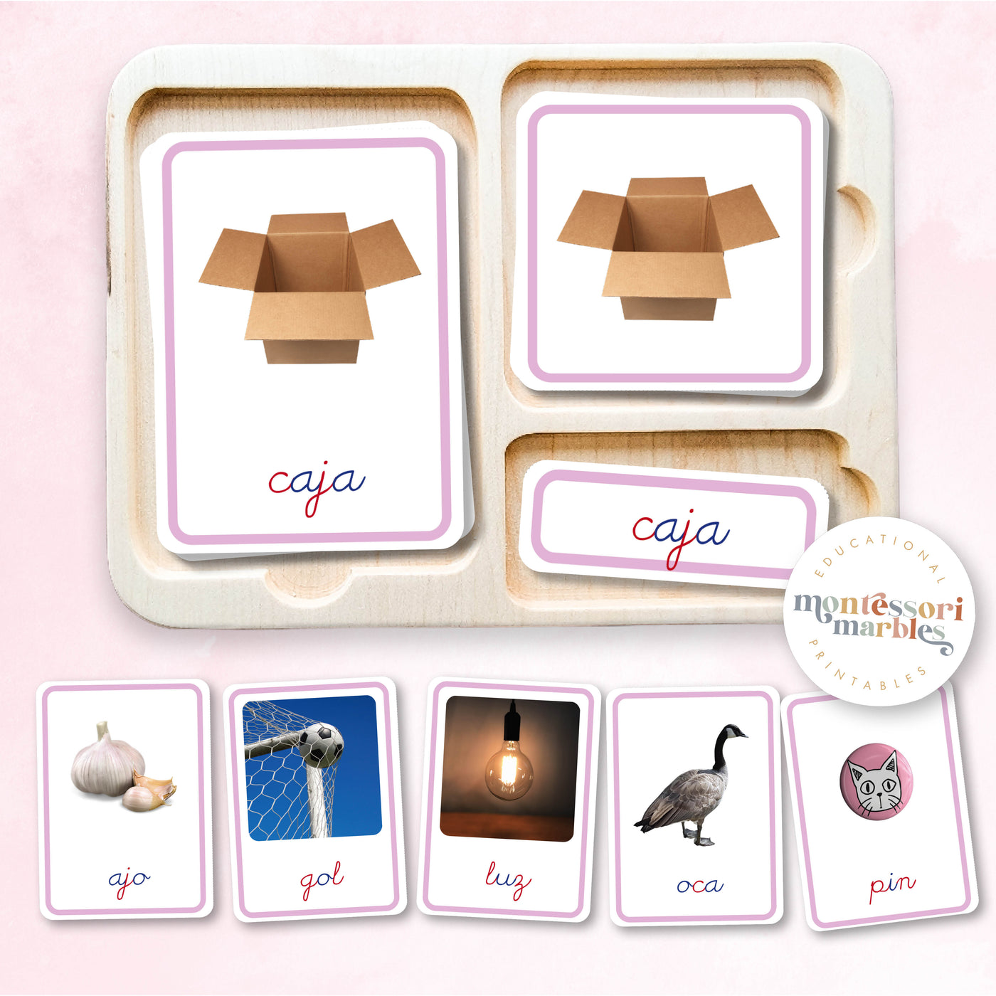 Tarjetas Cursiva Serie Rosa | Montessori Español Edades 5-7 ...