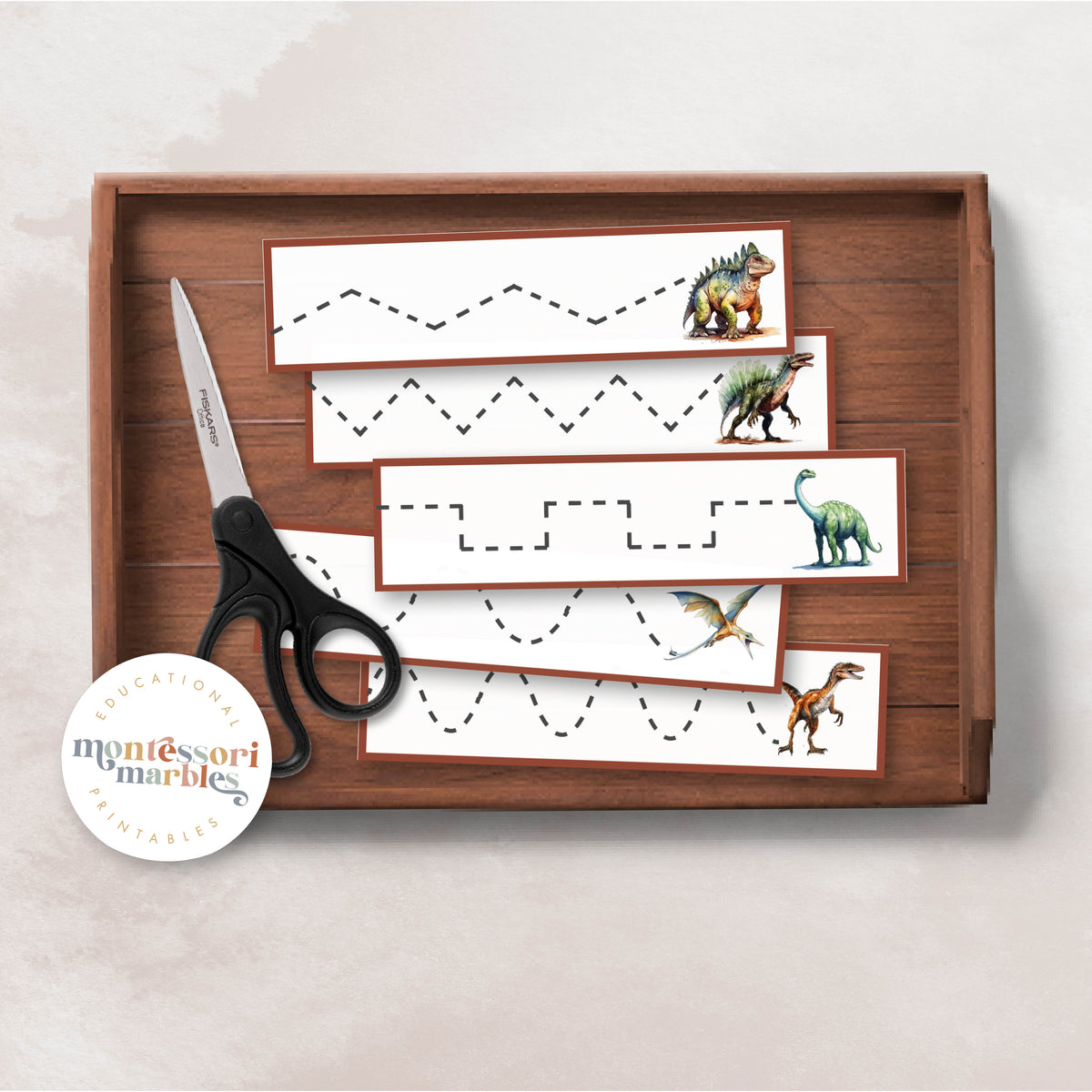 Dinosaur Cutting Strips – Montessori Marbles
